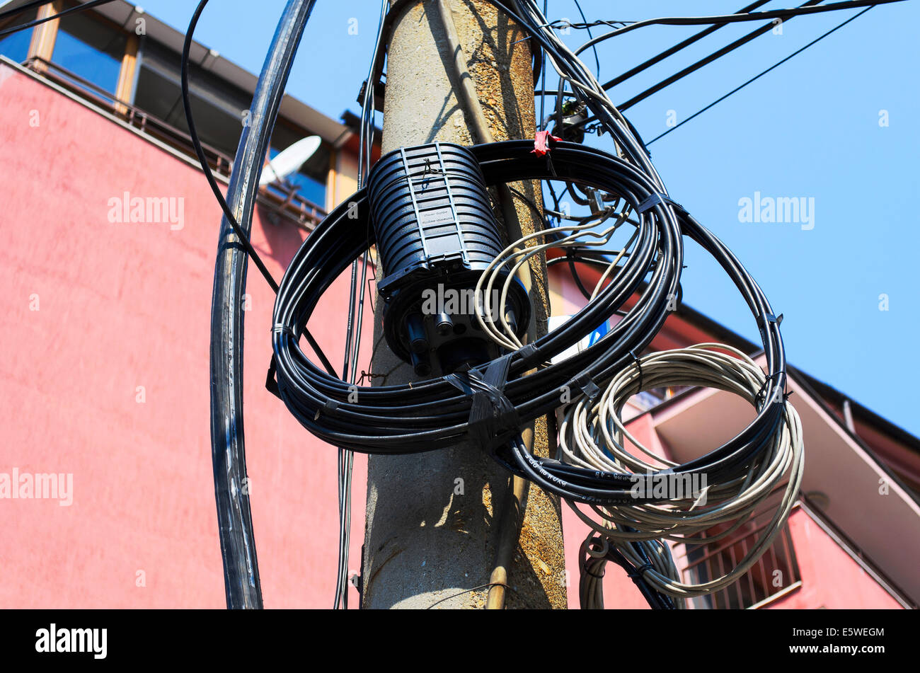 Coupling for connecting optical communication cables ready Stock Photo ...