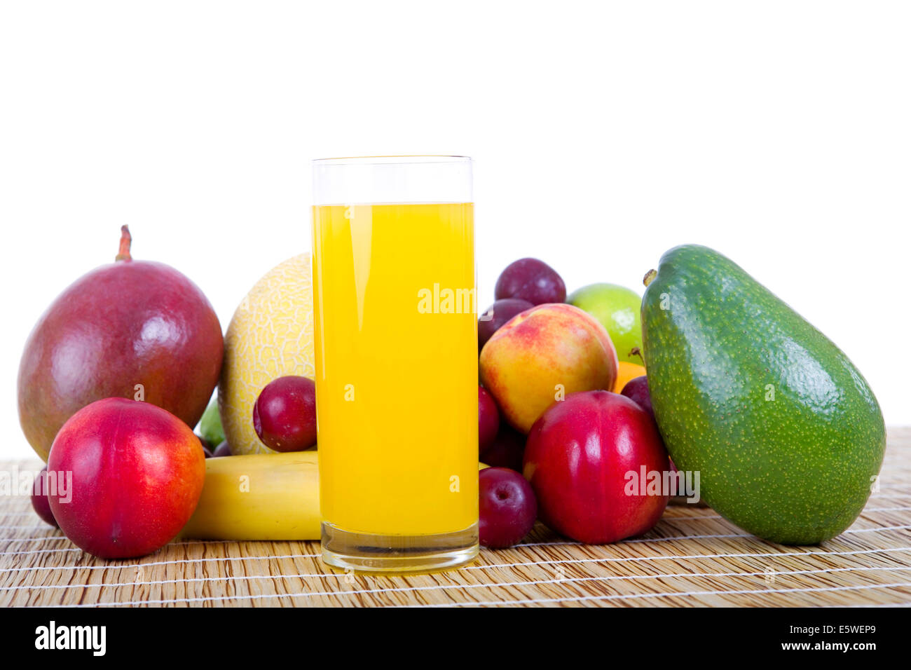 fruits and juice isolated on white background Stock Photo - Alamy