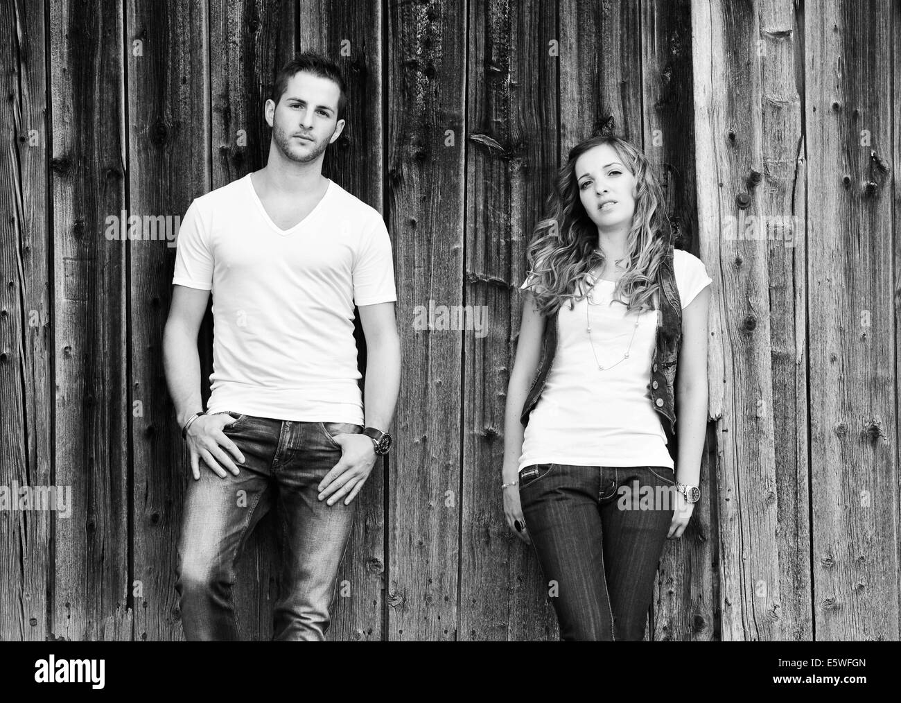 Man woman stand outdoors Black and White Stock Photos & Images - Alamy