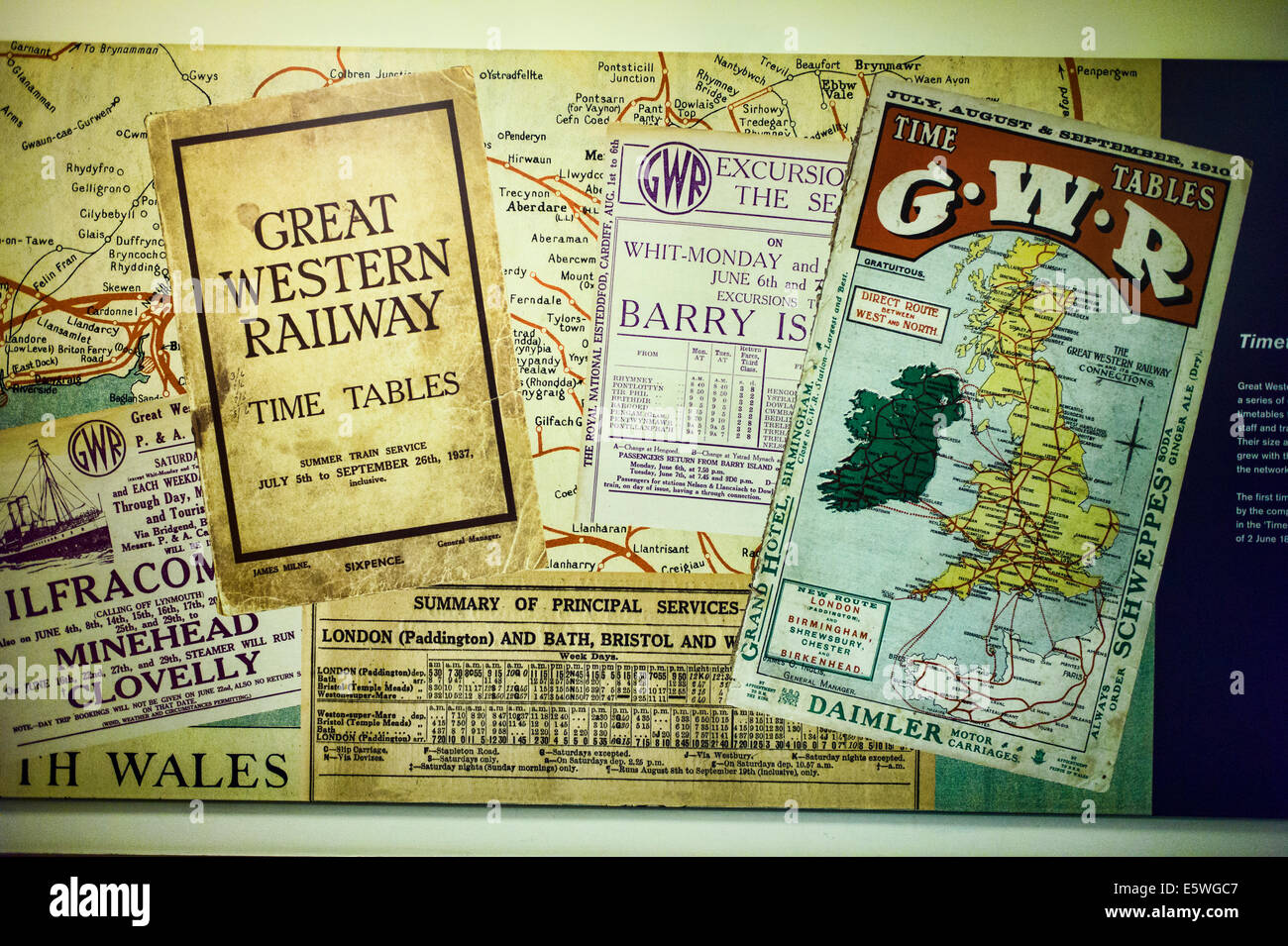 Collection of old railway timetables dating from 1910 Stock Photo - Alamy
