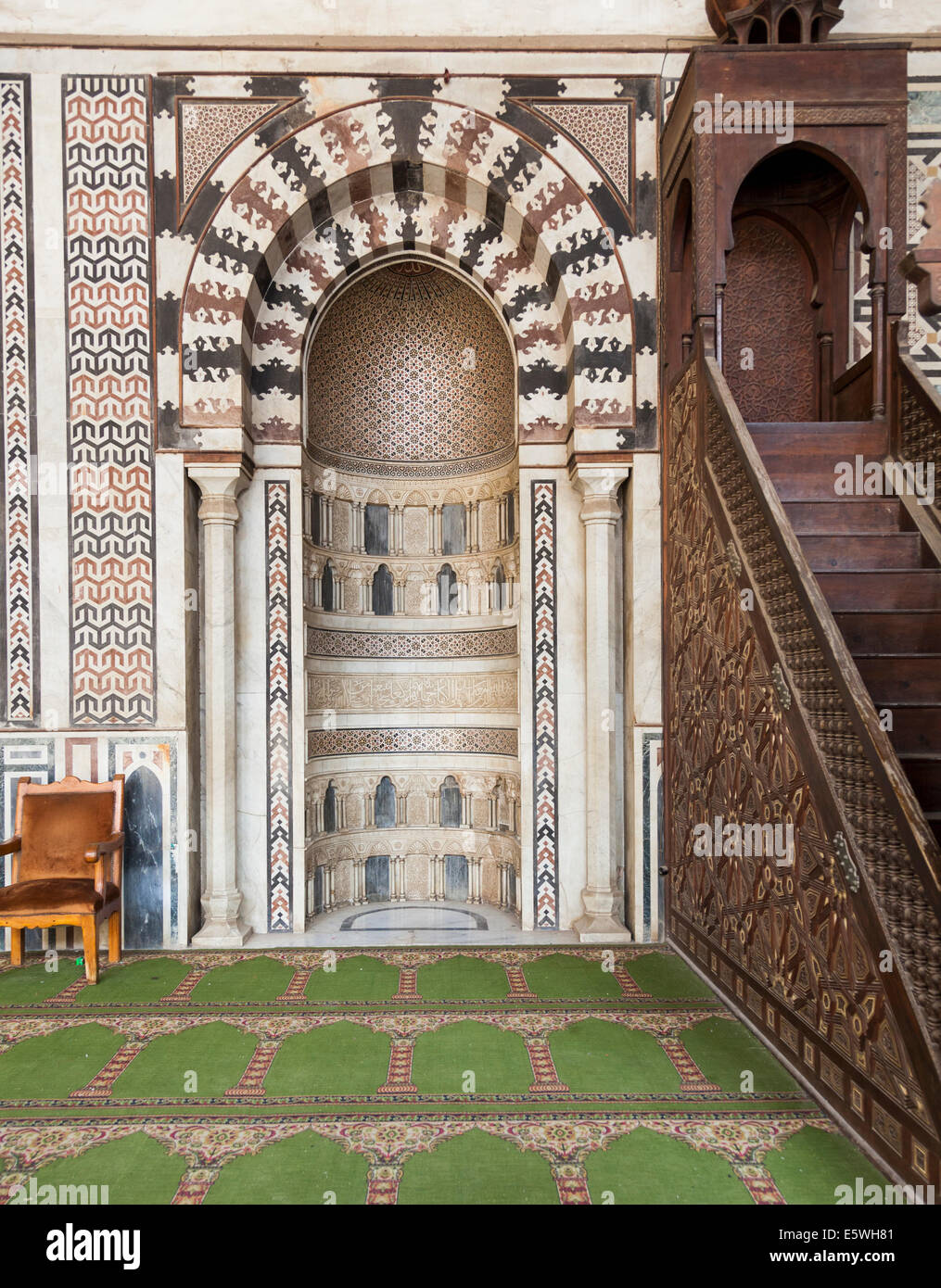 Detail of Minbar or pulpit and tiling at Alabaster Mosque or Mosque of ...