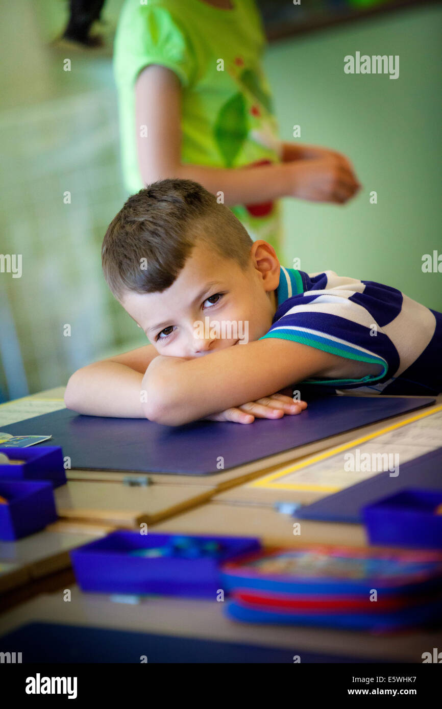 Primary school classroom with smiling children hi-res stock photography ...