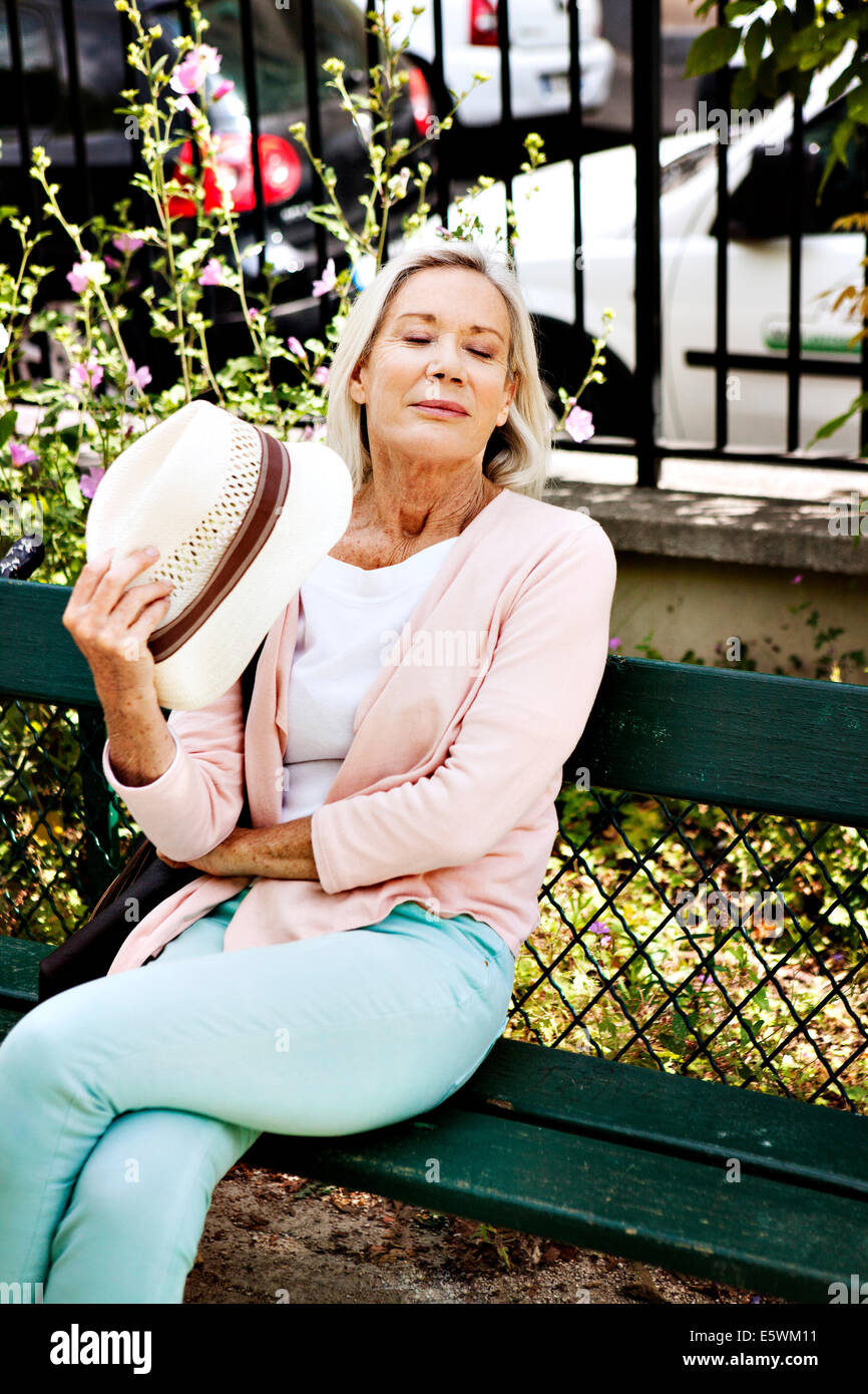 Warm weather, elderly person Stock Photo - Alamy