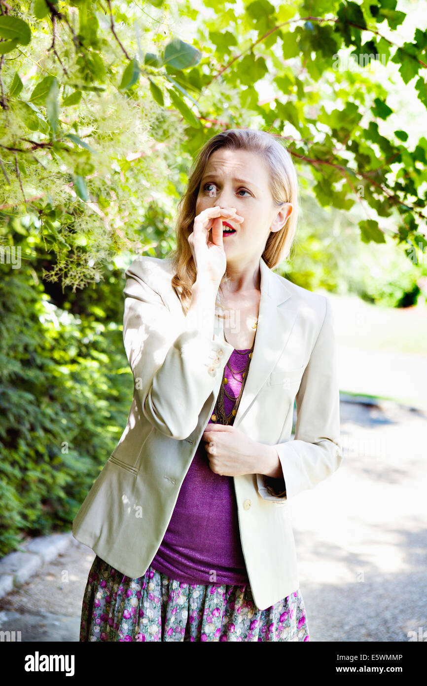 Woman allergy outdoors hi-res stock photography and images - Alamy