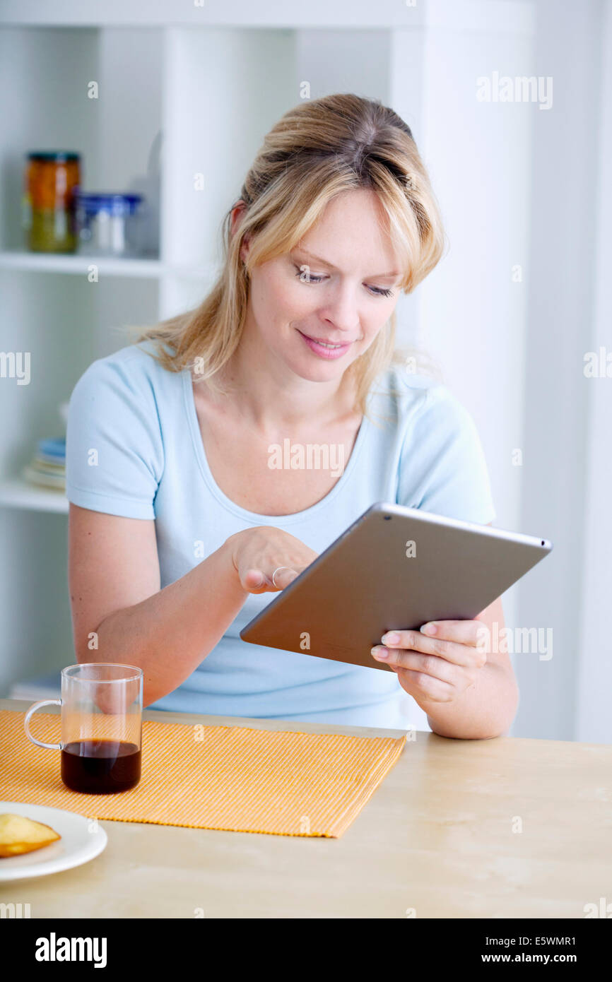 Woman with tablet Stock Photo - Alamy