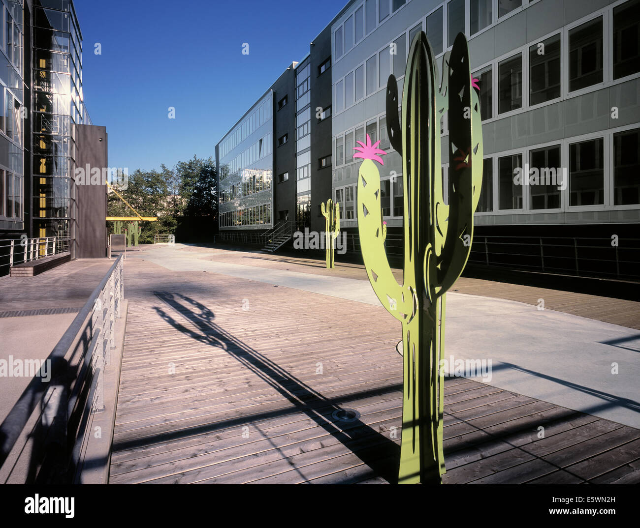 Artificial cactus in front of modern office complex in Hamburg Stock ...