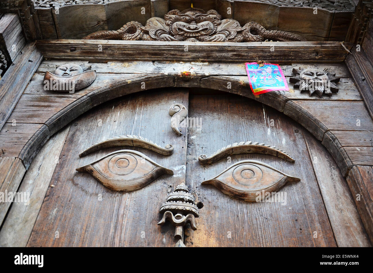 Carving wisdom eyes on the Door of Hanuman Dhoka is a complex of ...
