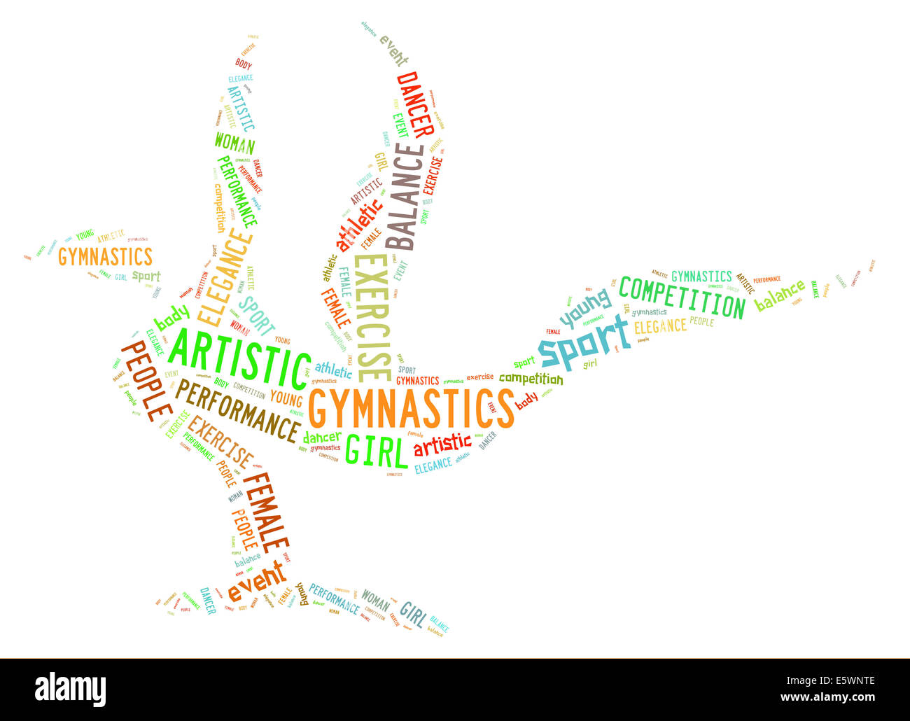 artistic gymnastics pictogram with bright colorful wordings on white ...