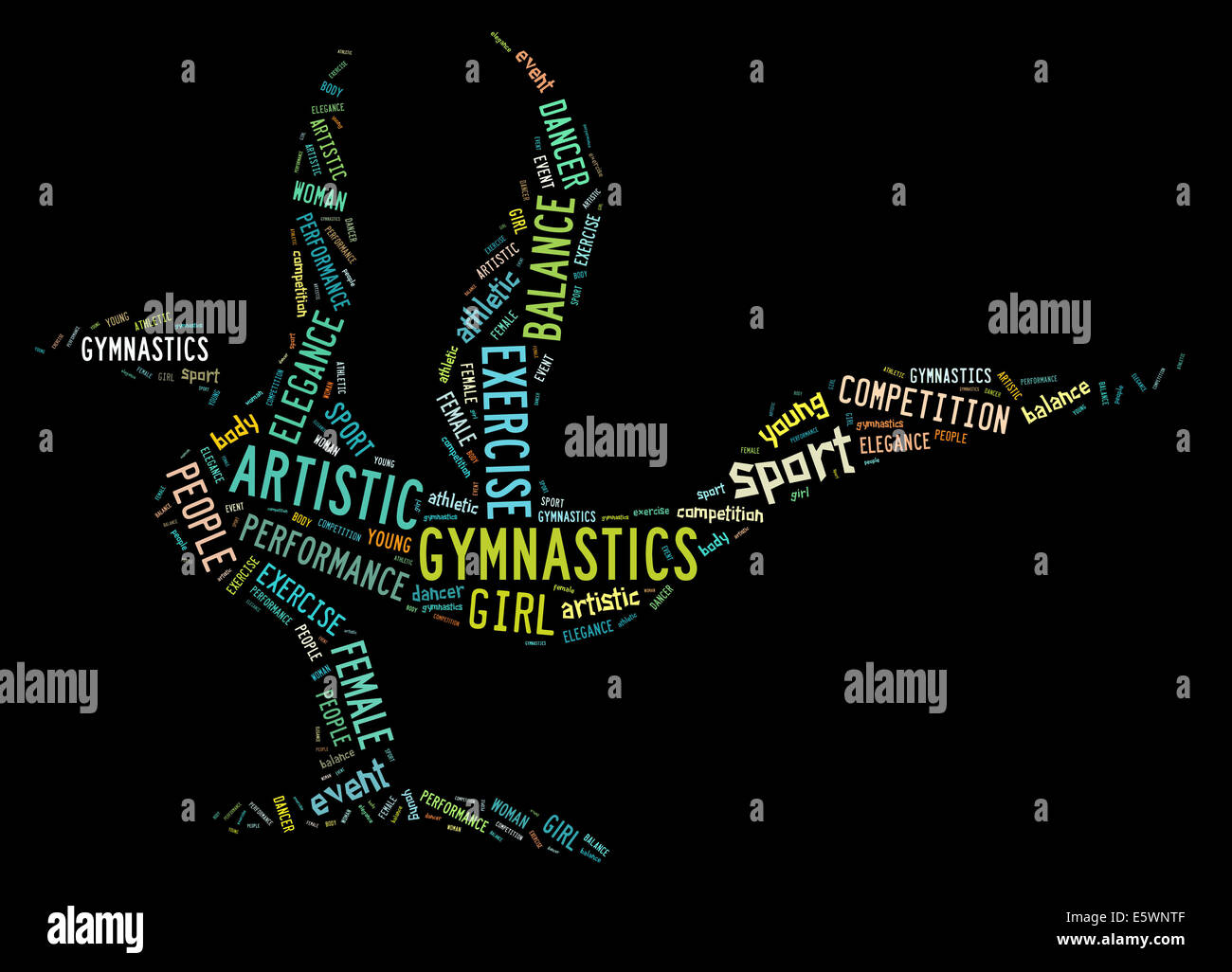 artistic gymnastics pictogram with colorful wordings on black ...