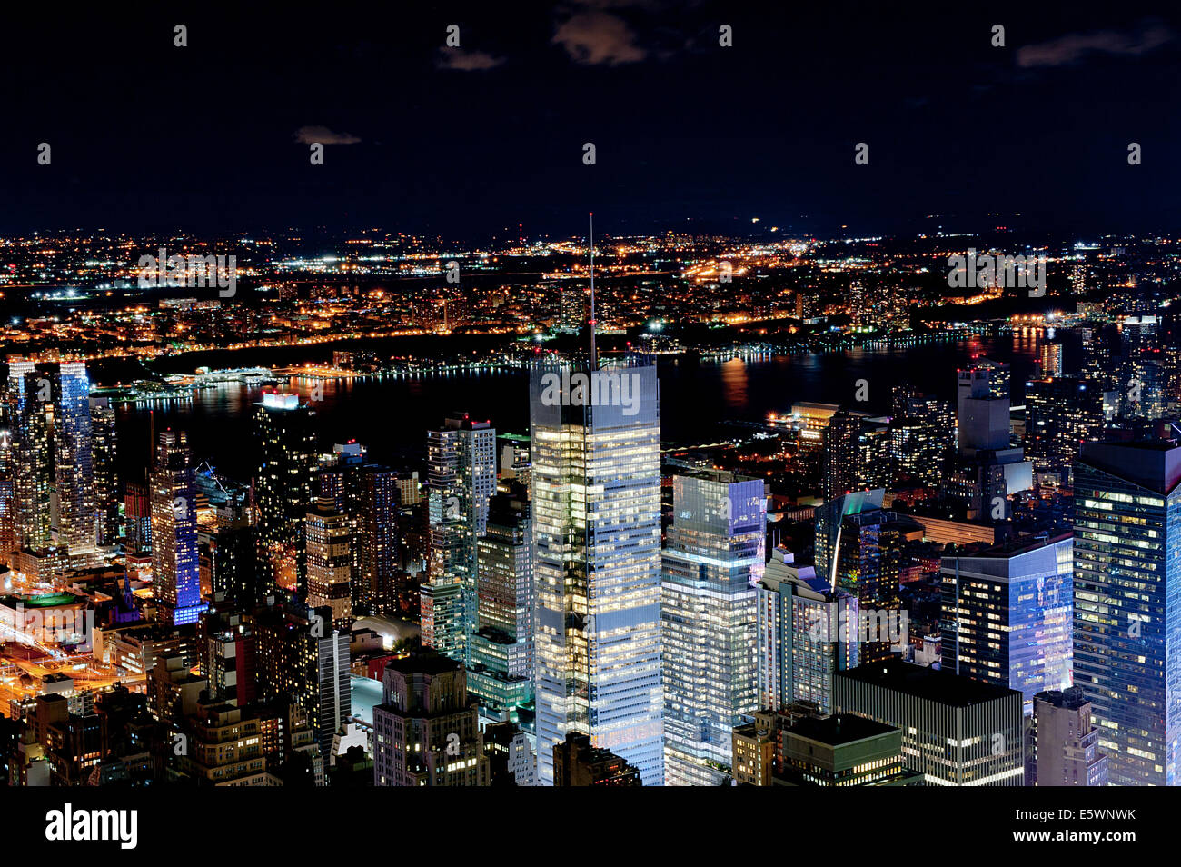 illuminated New York city by night Stock Photo - Alamy