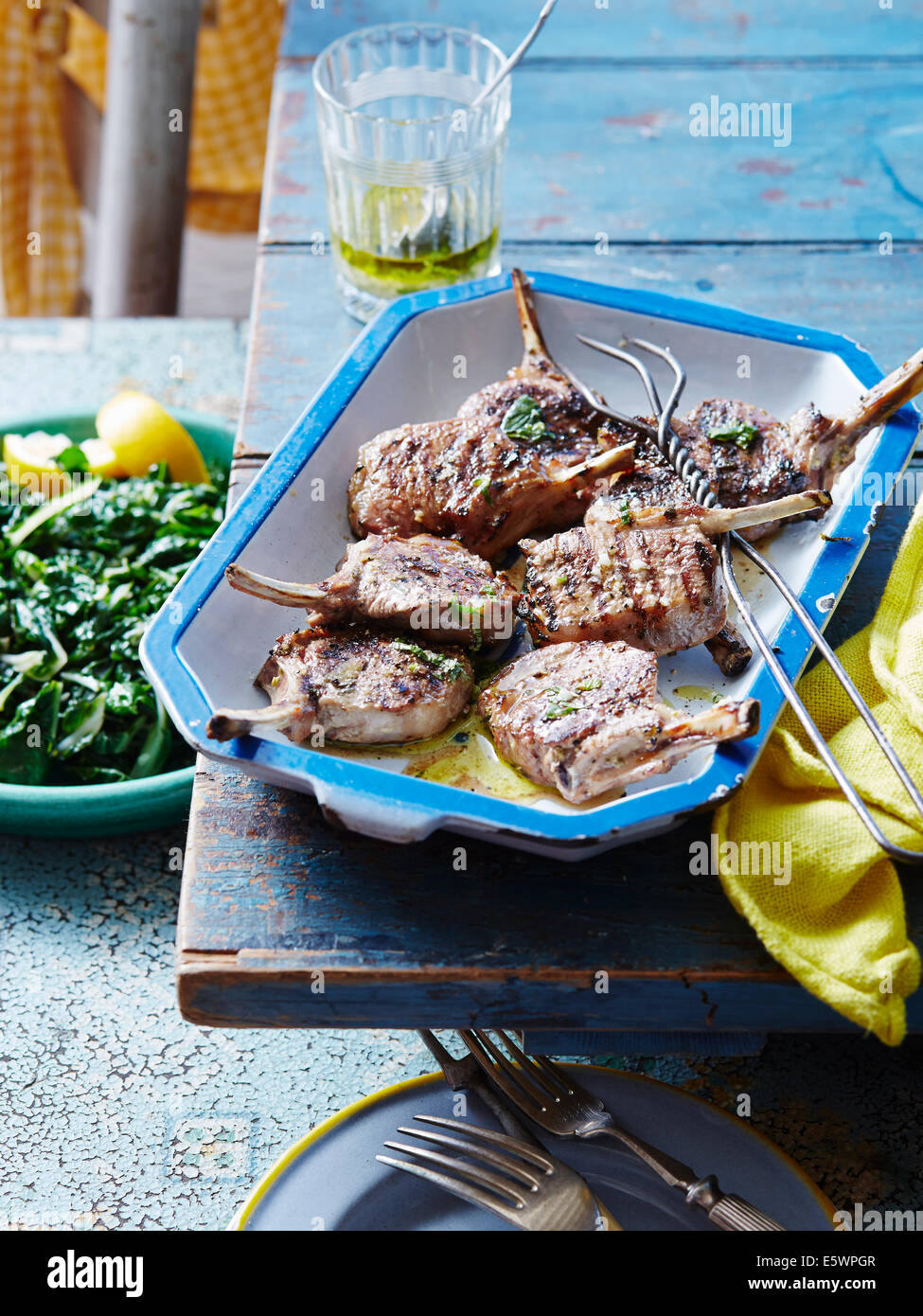 Lemon and mint lamb cutlets Stock Photo - Alamy