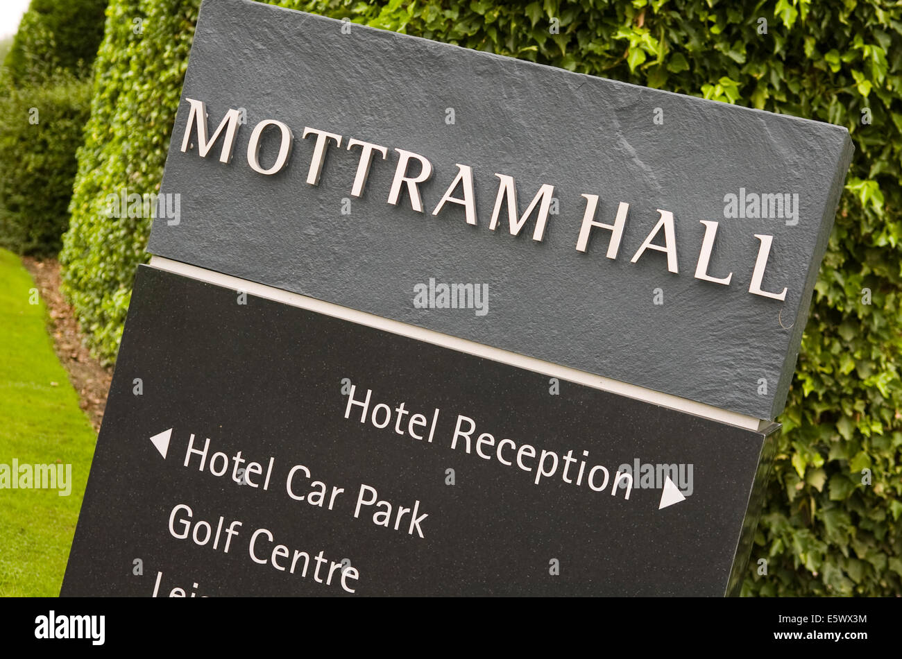 Mottram Hall Hotel and Golf Course sign, Cheshire, UK Stock Photo - Alamy