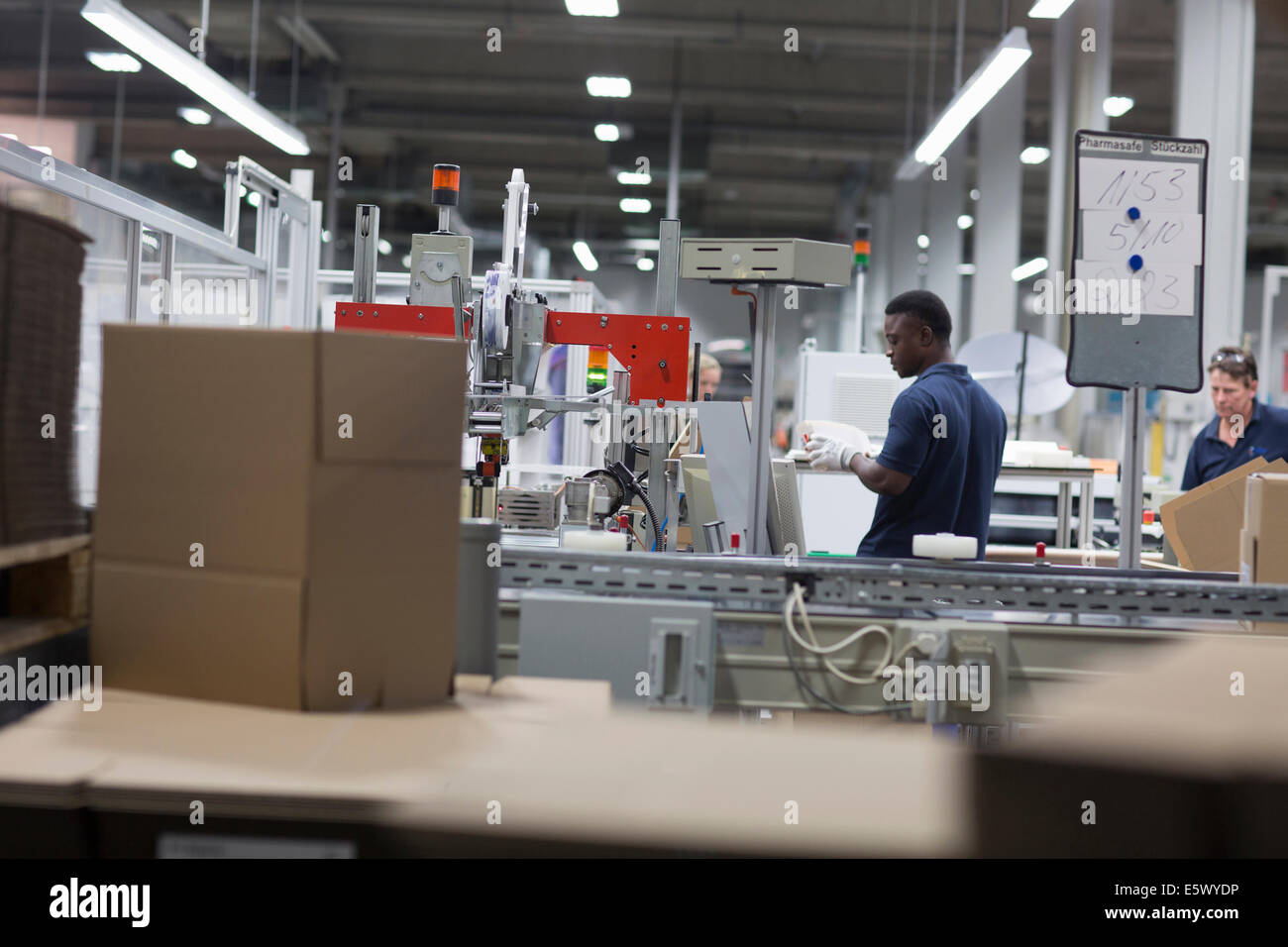 Two male workers in paper packaging factory Stock Photo - Alamy