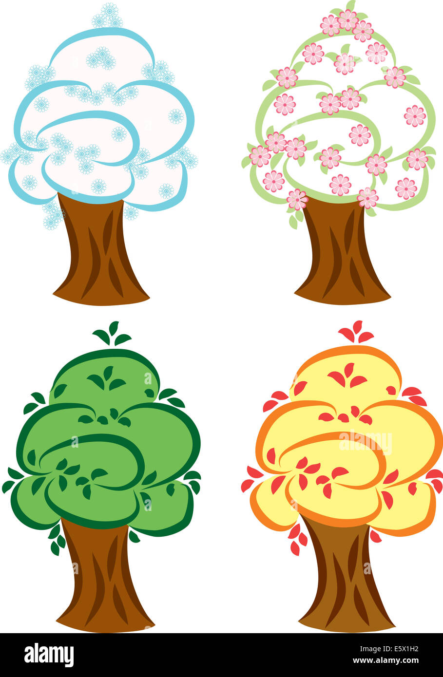 Autumn trees set Cut Out Stock Images & Pictures - Alamy