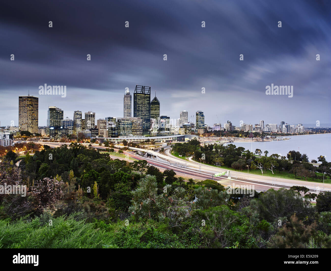 Perth skyline, viewed from Kings Park, Perth, Australia Stock Photo - Alamy