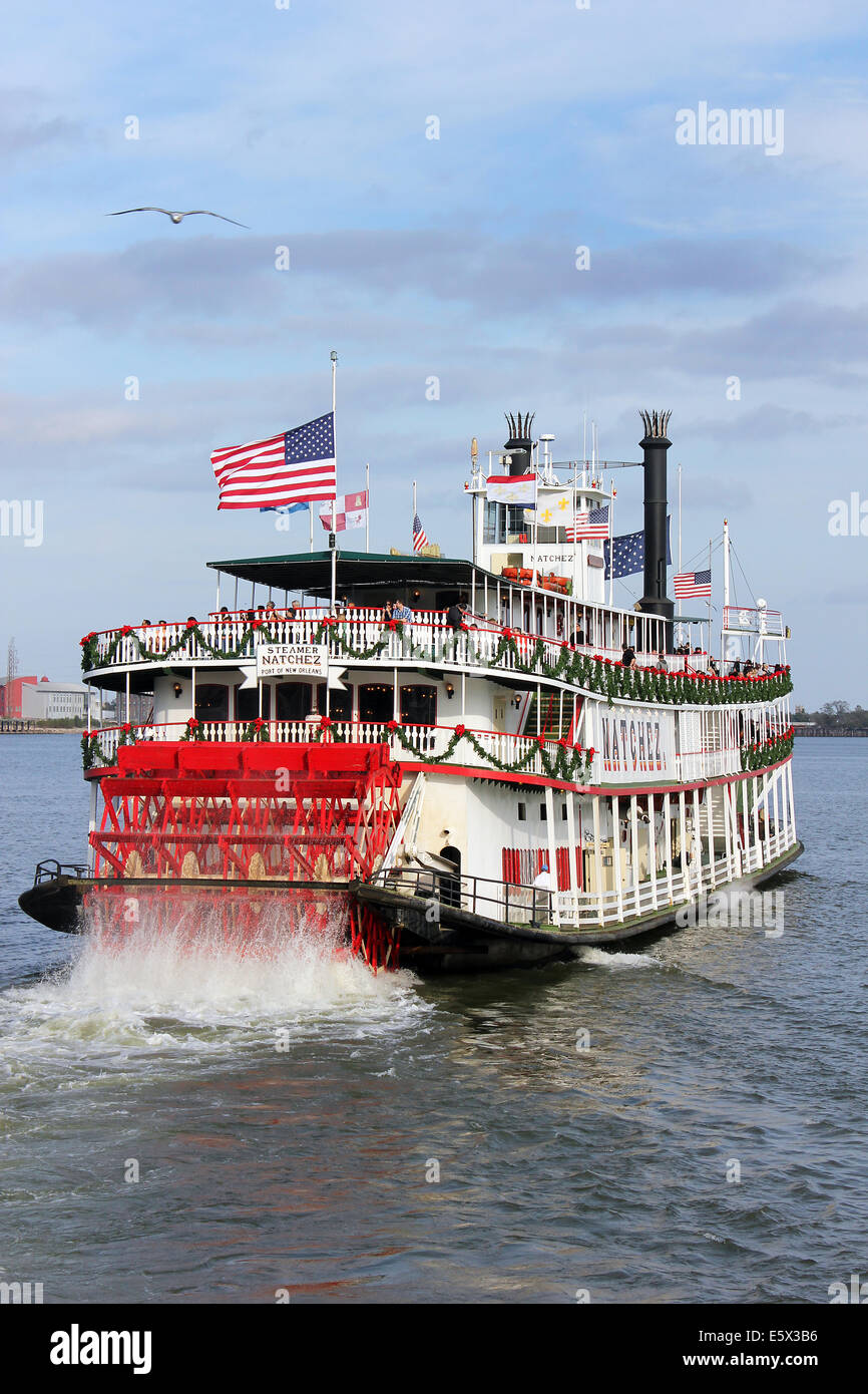 The Steamboat Natchez leaving dock. Mississippi River. New Orleans ...