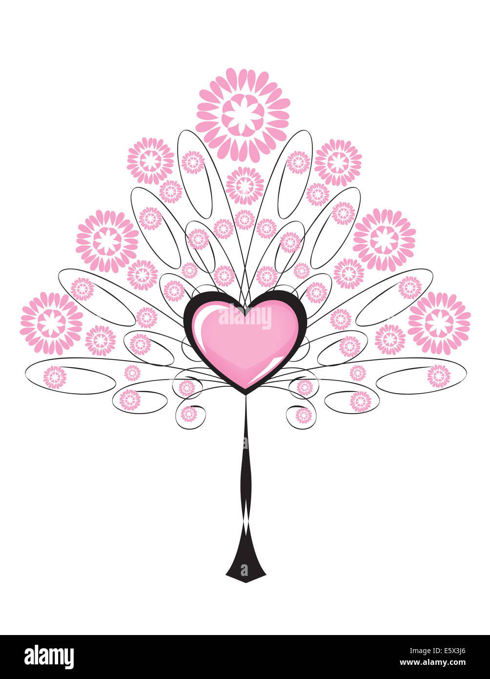 spring tree with pink flowers and heart Stock Photo - Alamy