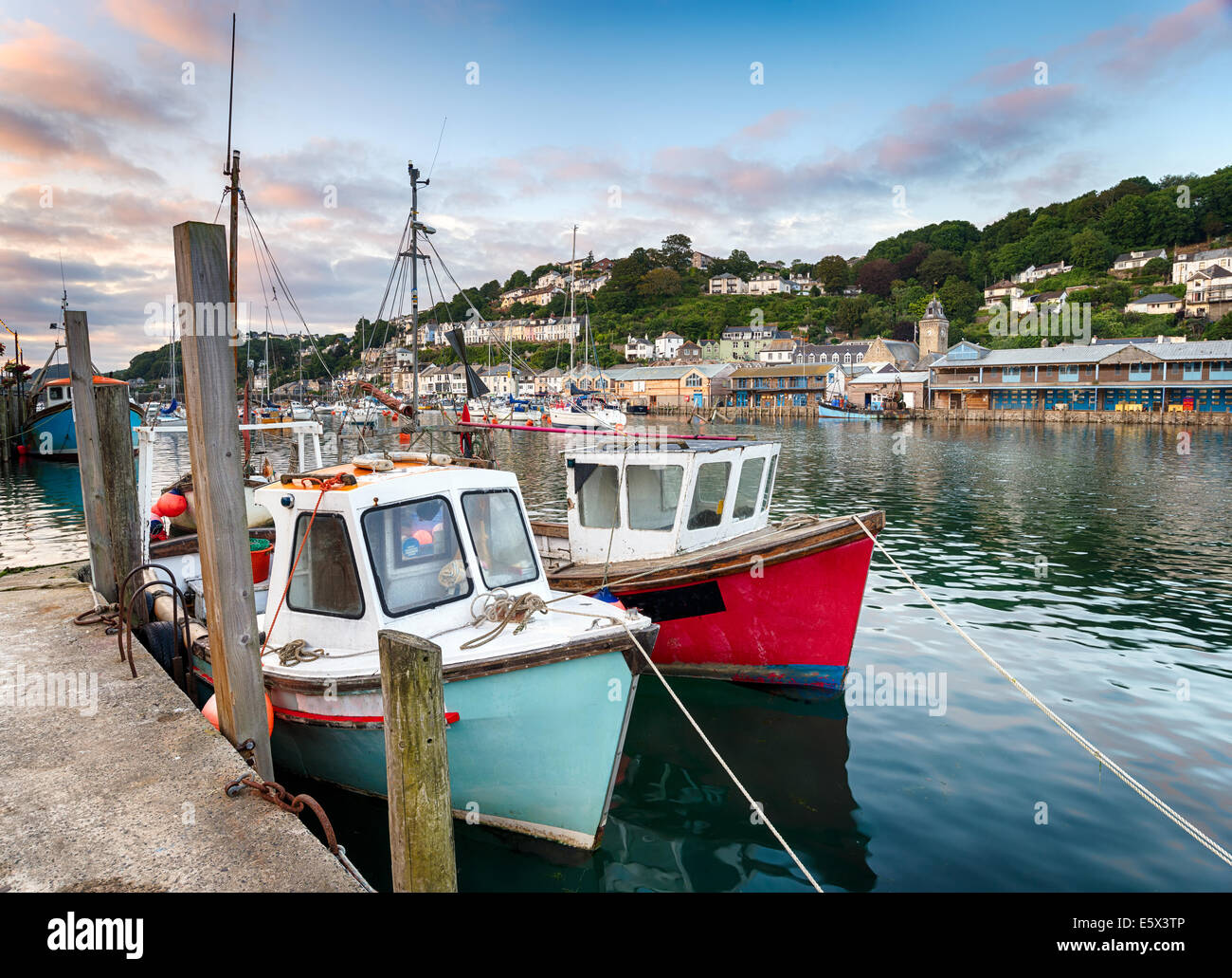 Fishing boats in the harbour at Looe on the south coast of cornwall ...
