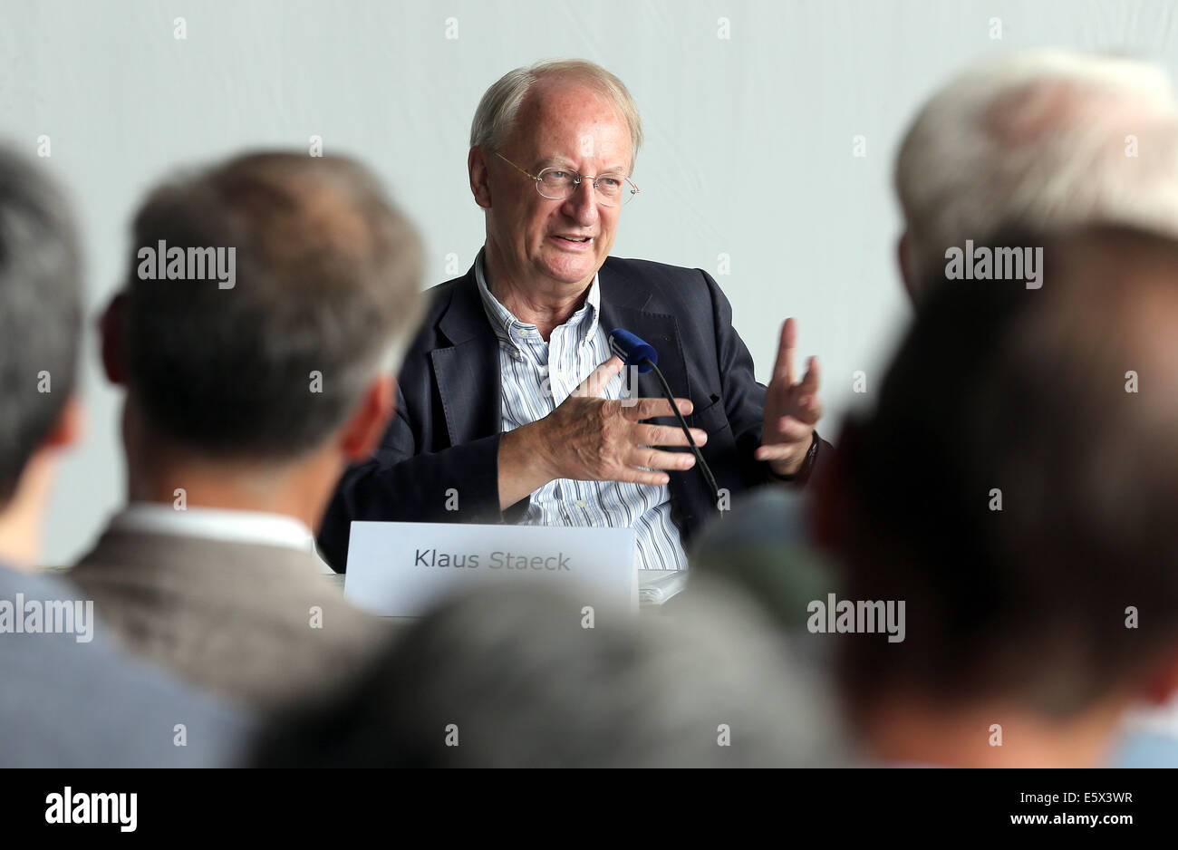 Berlin, Germany. 07th Aug, 2014. Klaus Staeck answers journalists ...