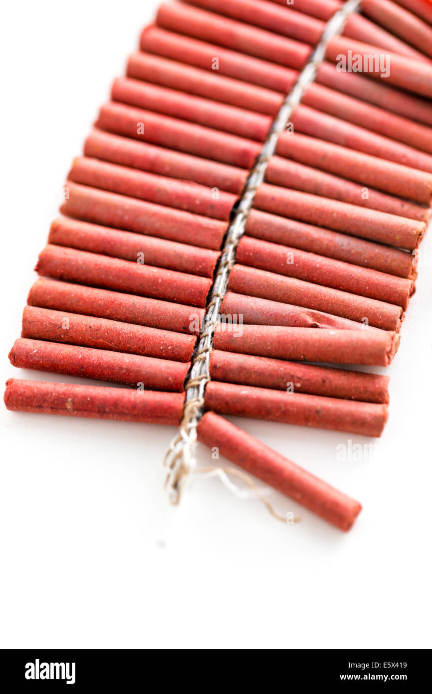 Roll of firecrackers on a white background Stock Photo - Alamy