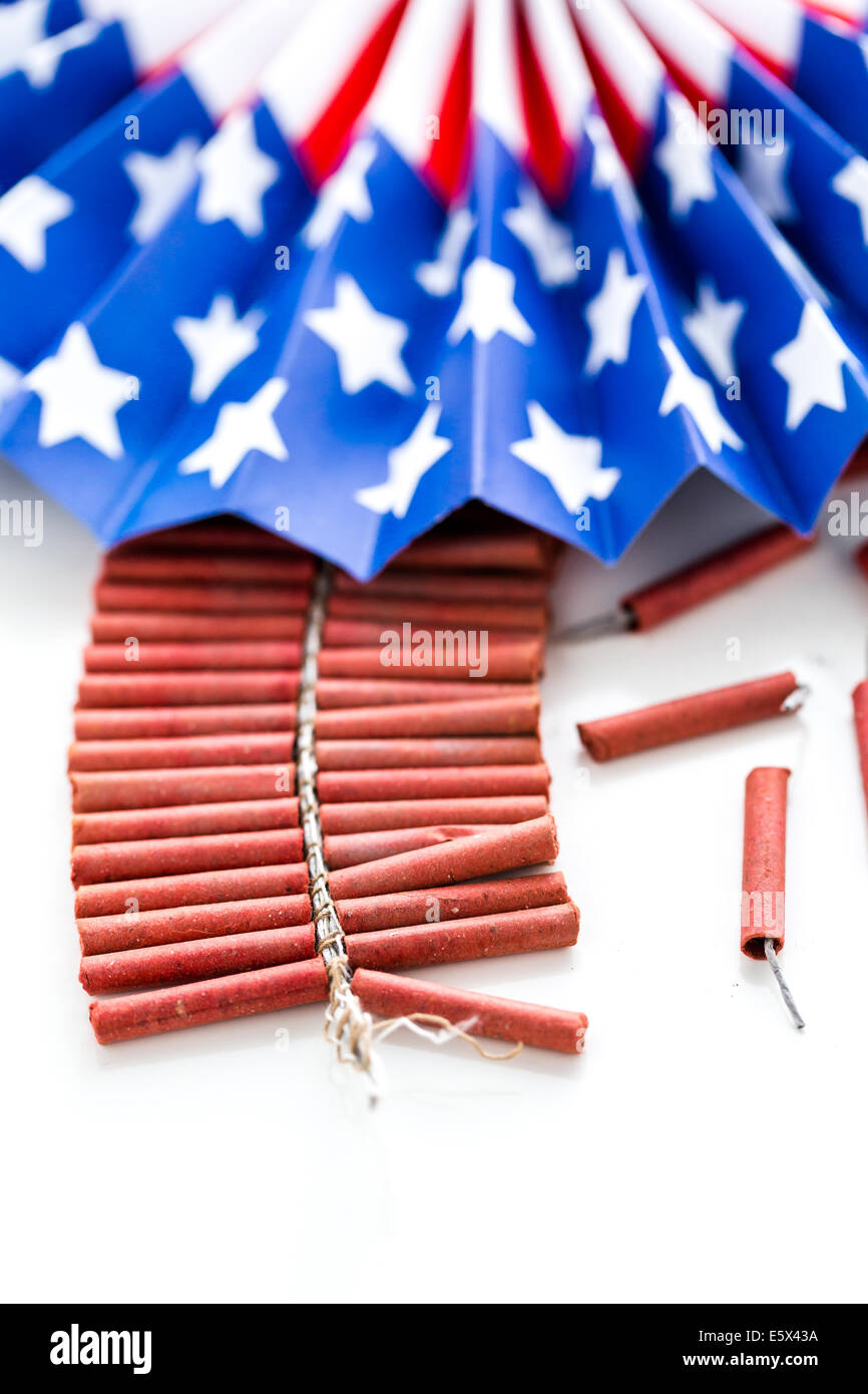 Roll of firecrackers on a white background Stock Photo - Alamy