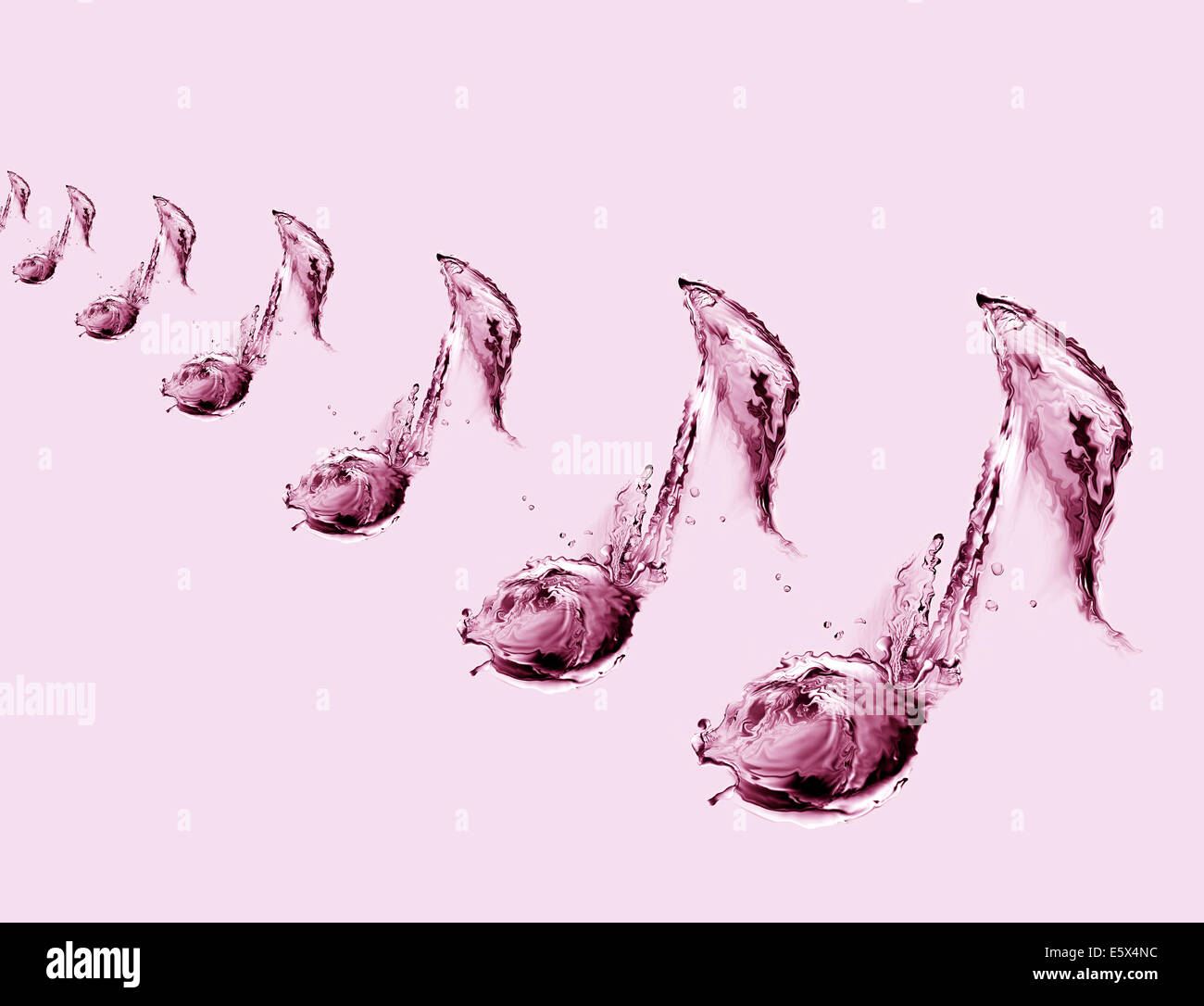 Many lined up musical notes made of water Stock Photo - Alamy