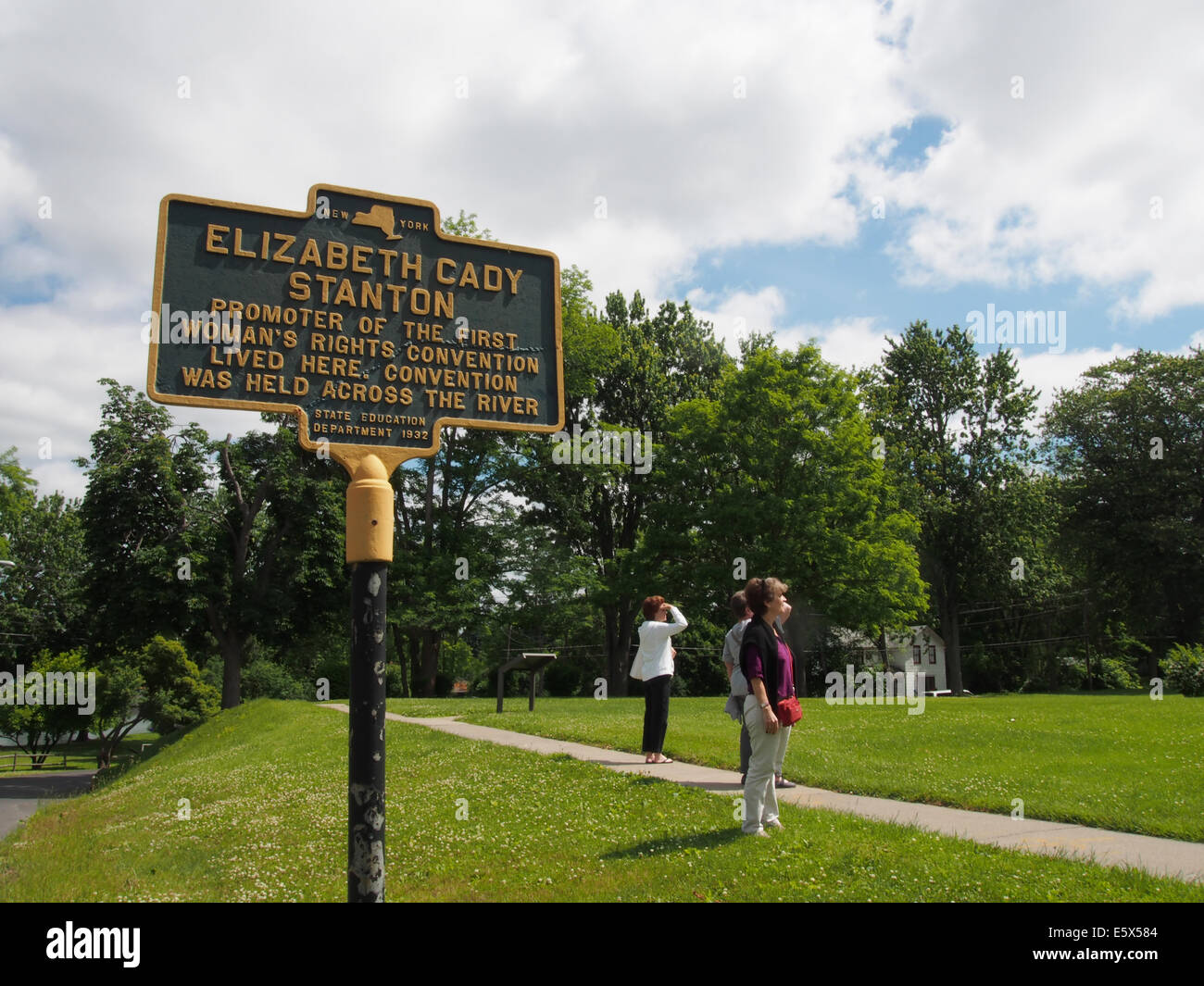 Tourists visiting the Elizabeth Cady Stanton House in Seneca Falls, NY ...