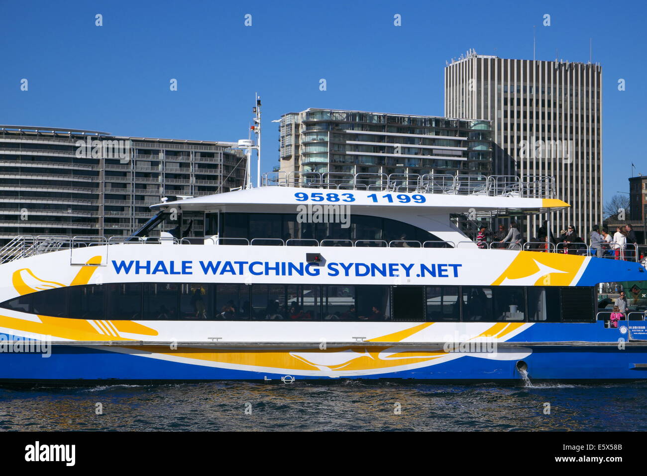 Manly fast ferry and Whale watching boat vessel at Circular quay Sydney ...