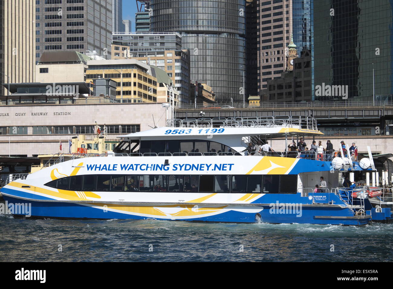 Manly fast ferry and Whale watching boat vessel at Circular quay Sydney ...