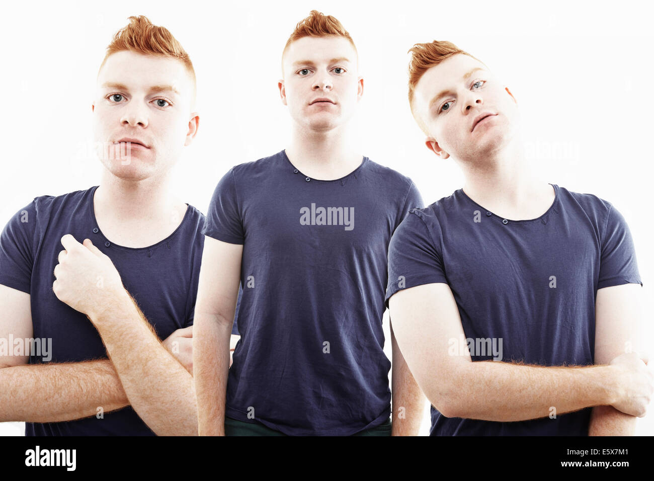 Three time multi exposure of young man staring Stock Photo - Alamy
