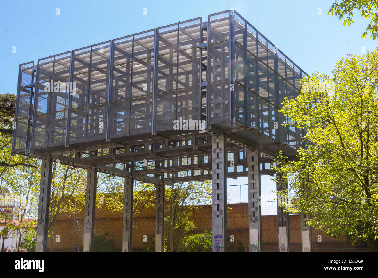 modern abstract structure on iron pillars Stock Photo - Alamy