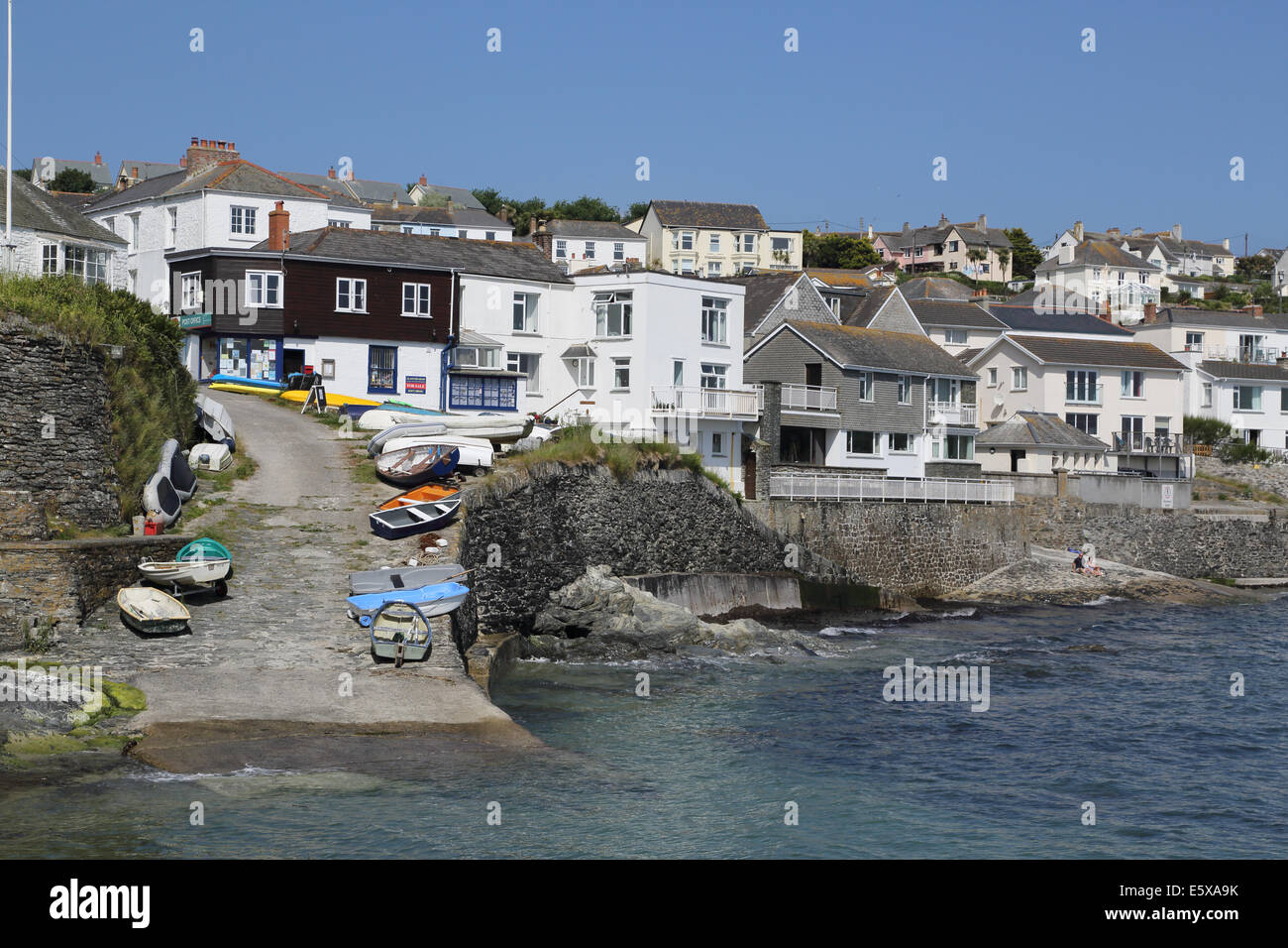 the village and harbour of portscatho on the cornish coast Stock Photo ...