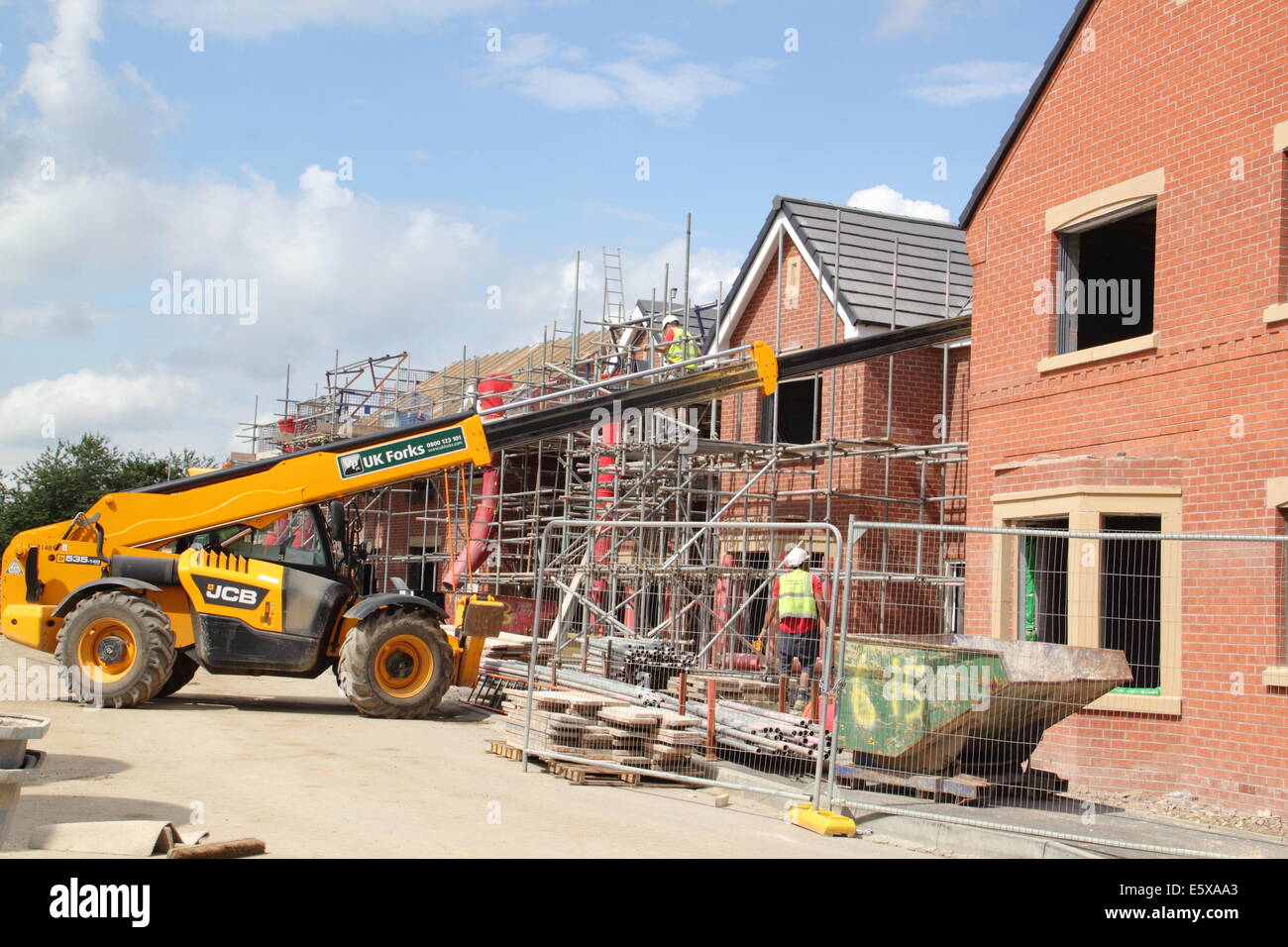 New homes constructed on UK building site, Derbyshire, Britain - summer ...