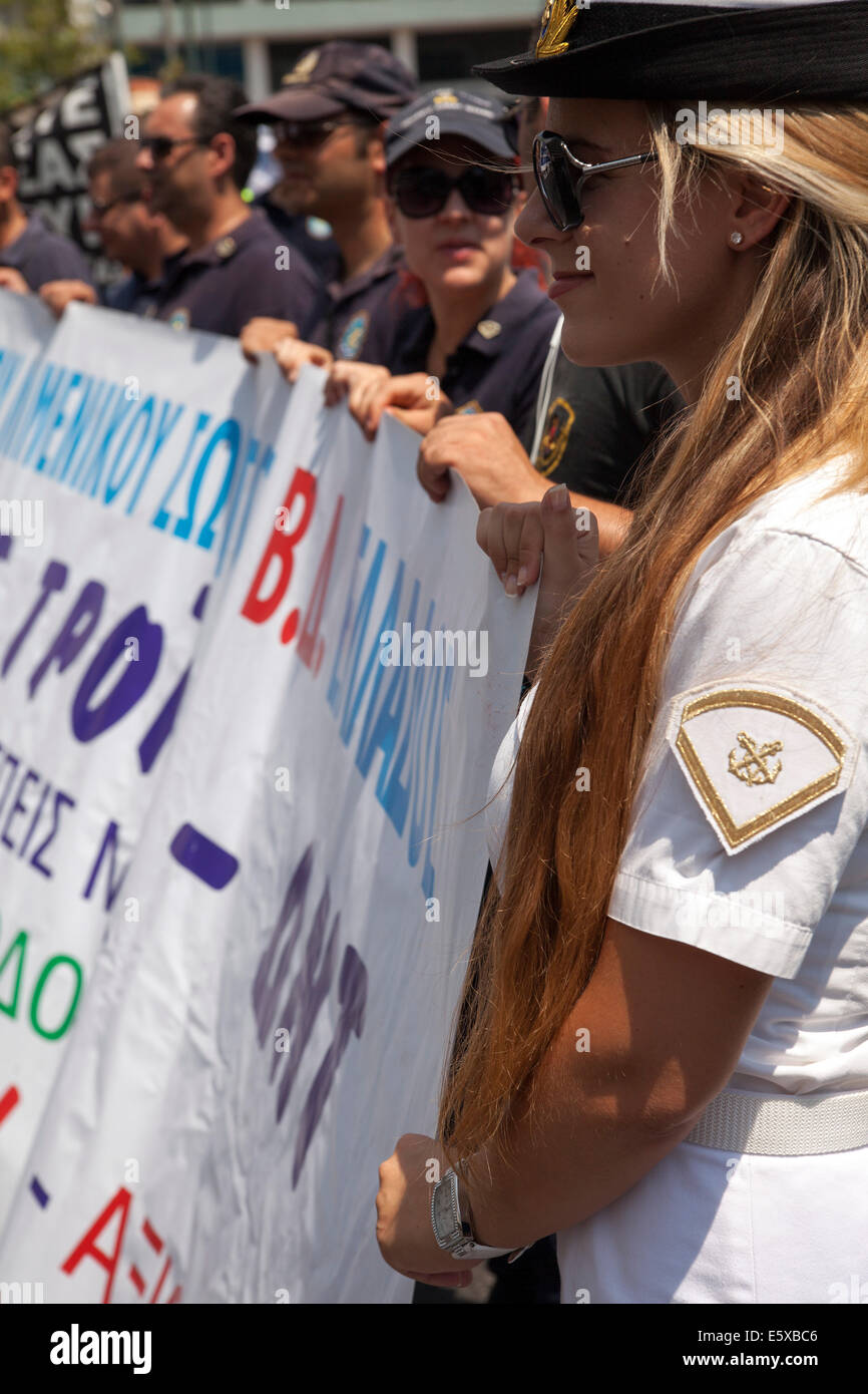 Greek Navy officer protests. Greece wide protest of Greek Police and ...