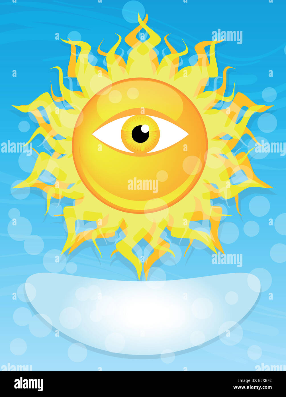 Big shining sun with eye on blue sky Stock Photo - Alamy