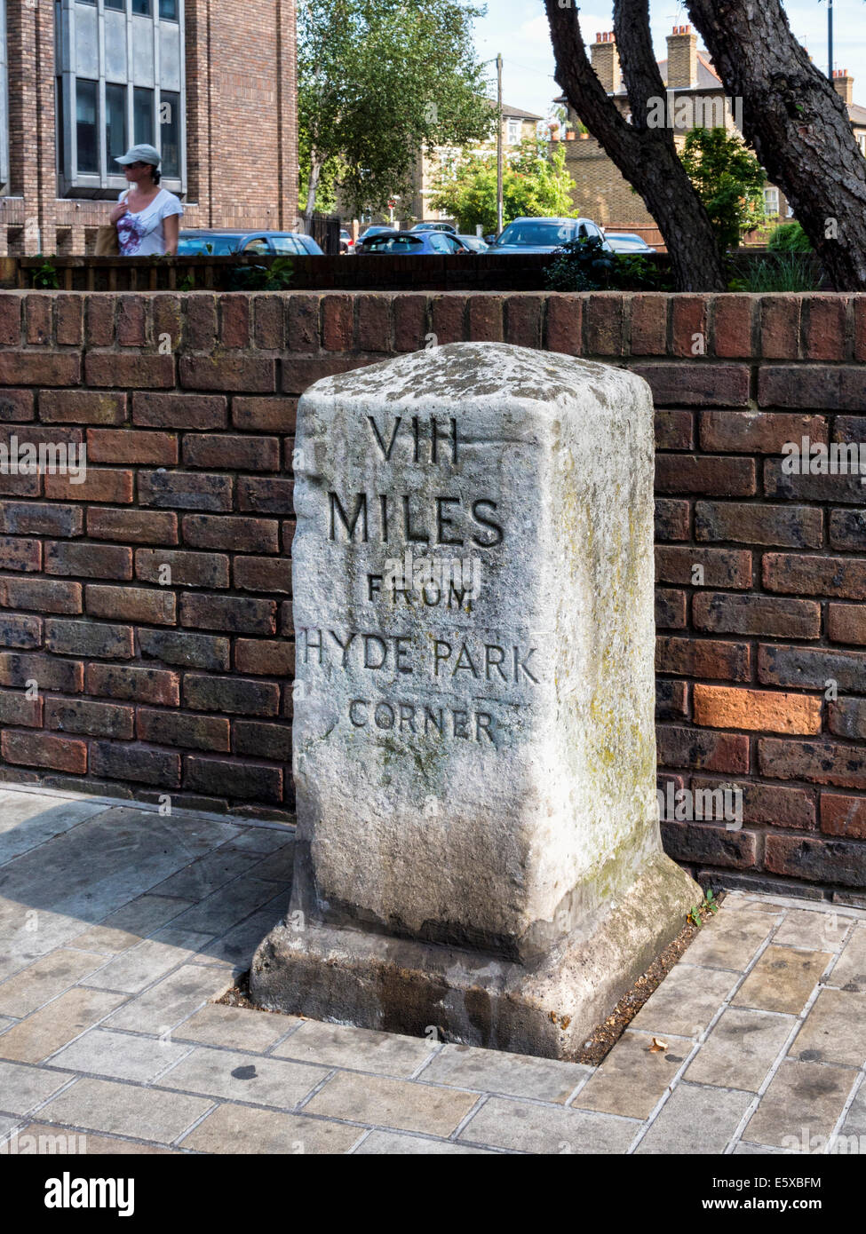 Richmond upon Thames, Surrey, London TW9 - Weathered old milestone with ...