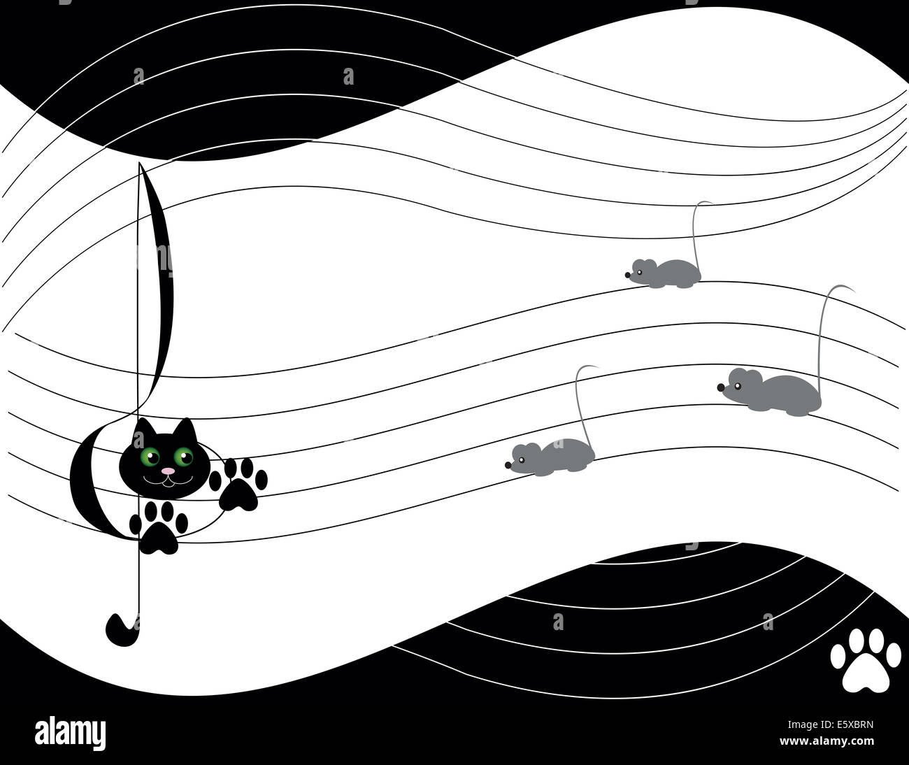 Music theme with cat and many mouse Stock Photo - Alamy