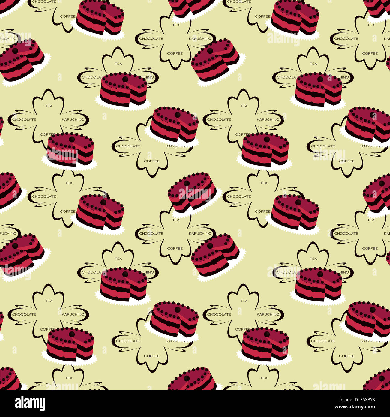 seamless cake pattern on yellow background Stock Photo - Alamy