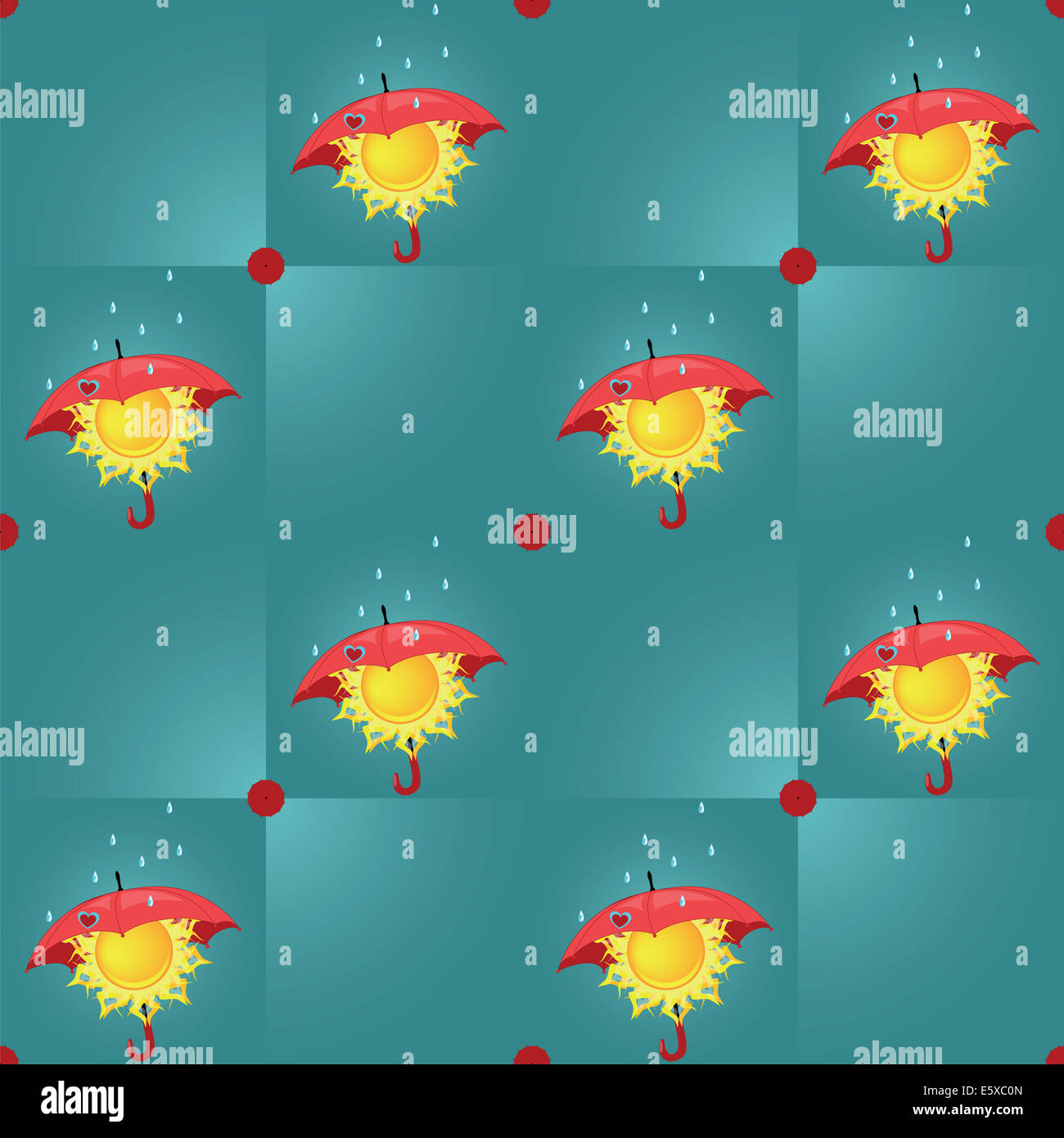 seamless pattern sun with umbrella under rain Stock Photo - Alamy