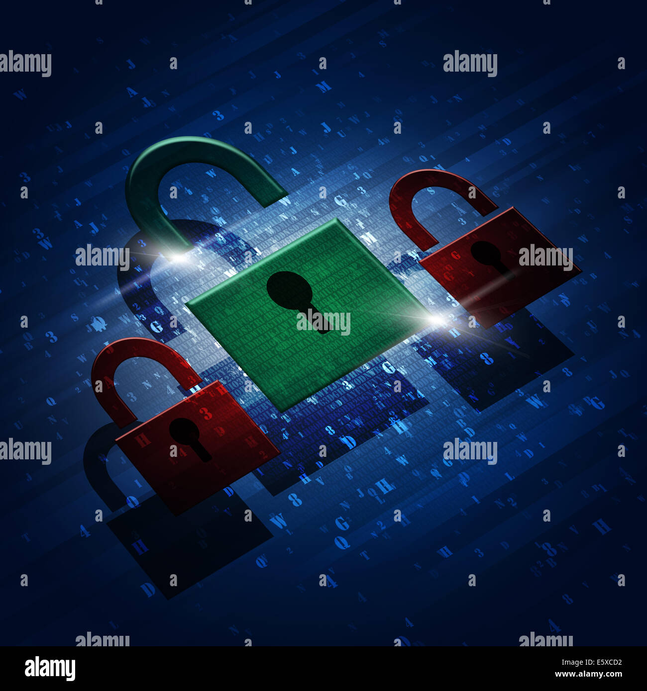 abstract concept green security code lock technology background Stock ...