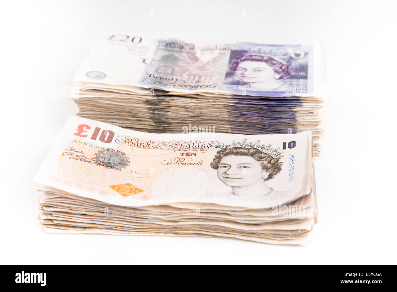 British pound sterling bank notes on white background Stock Photo - Alamy