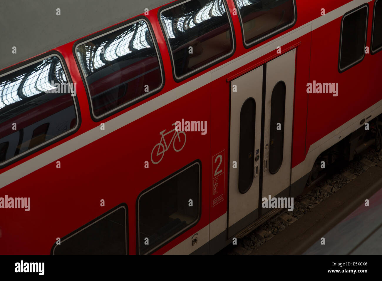 A close up photograph of a section of a red German train Stock Photo ...