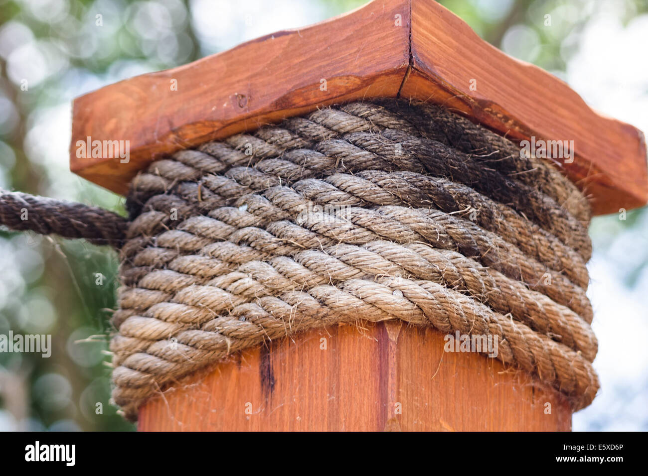 thick rope tied to a stake Stock Photo - Alamy