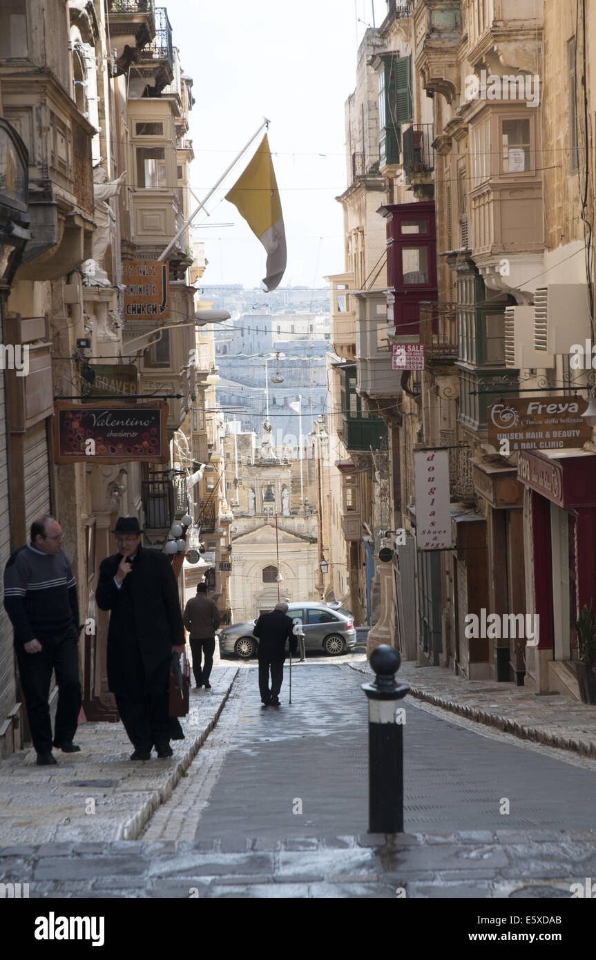Malta : La Valette : Old town view Stock Photo - Alamy