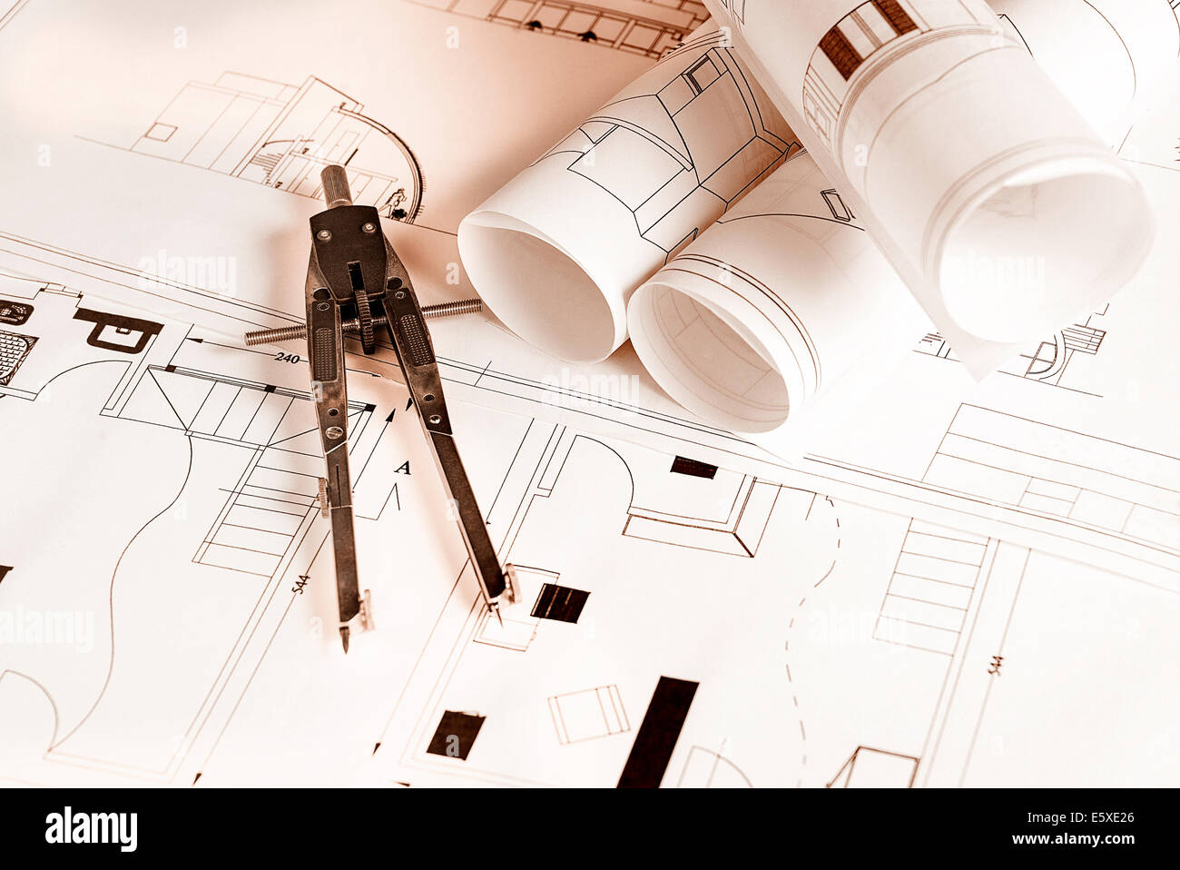 Architectural blueprints compass hi-res stock photography and images ...