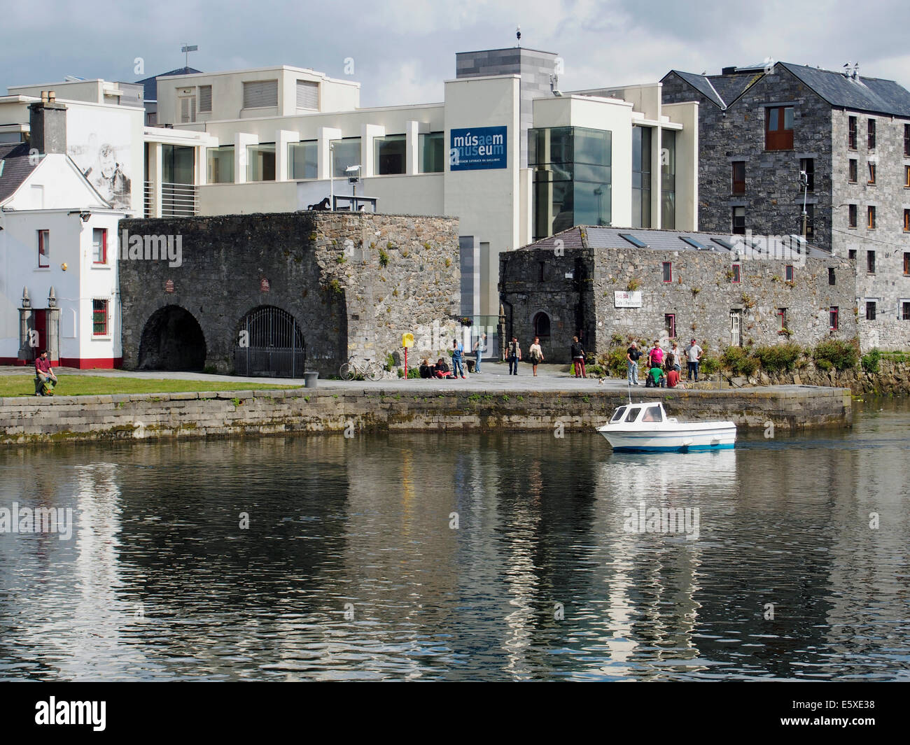 Pleasure boats in the Claddagh Basin, the old Galway town harbour with ...