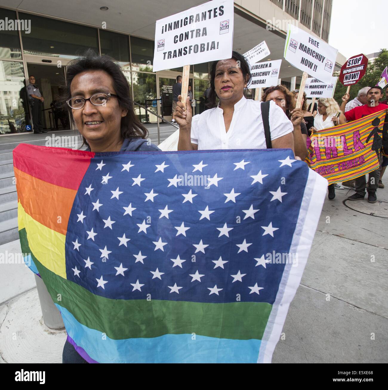 Los Angeles, California, USA. 7th Aug, 2014. A coalition of LGBT, immigrant and civil rights ...