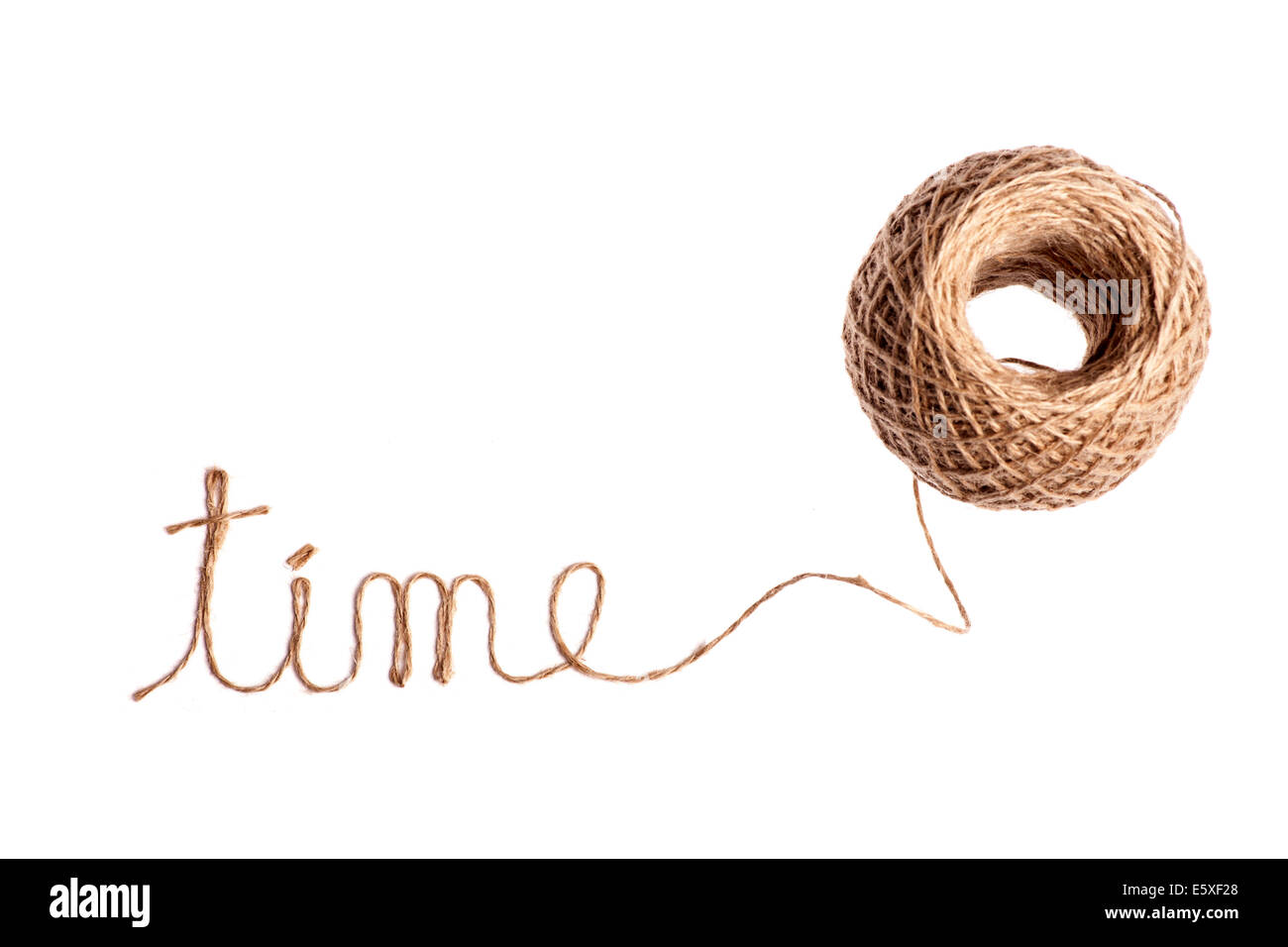The word "time" written with rope, on white Stock Photo - Alamy