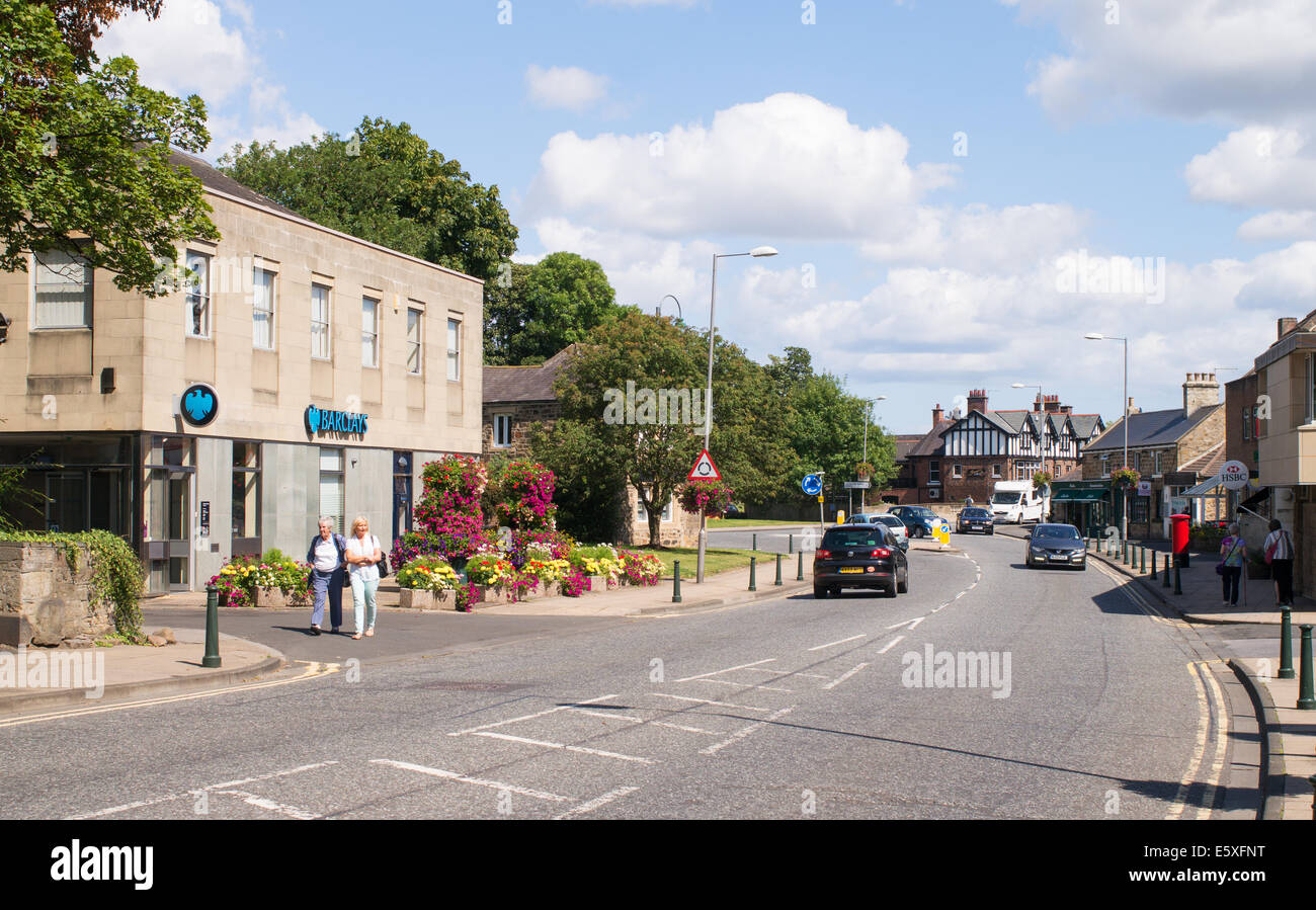 Main Street, Ponteland, with pedestrians and motor vehicles ...