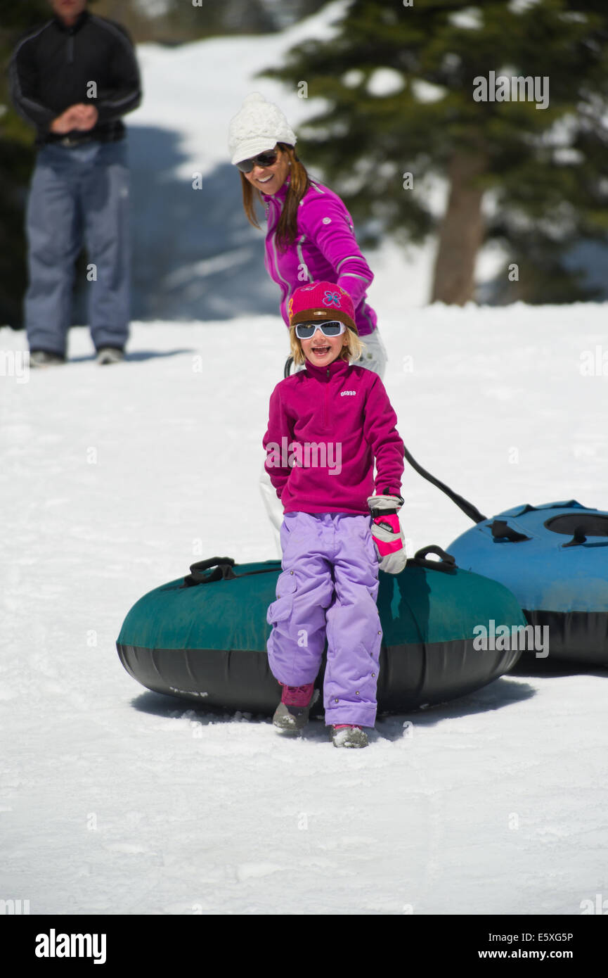 Suzanne and Lucy Weiss enjoy their time tubing at Snowbird Resort in ...